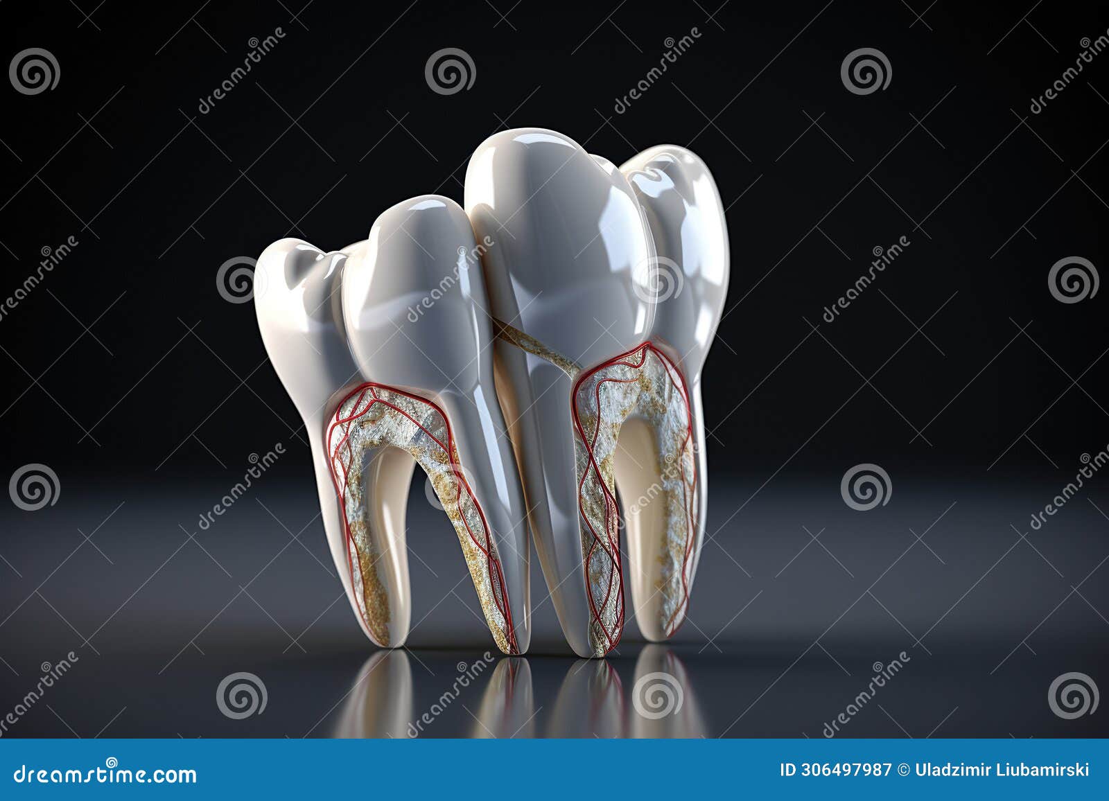 3D Model of Healthy Human Teeth on a Dark Background. Generated by ...