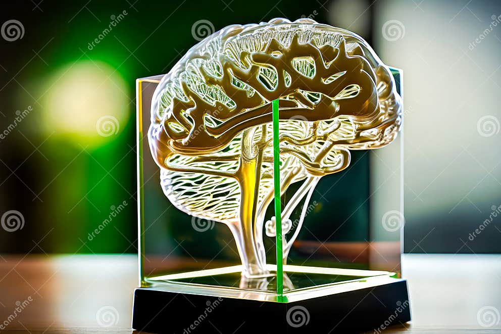 3d Model of Human Brain on Table. Generative AI Stock Illustration ...