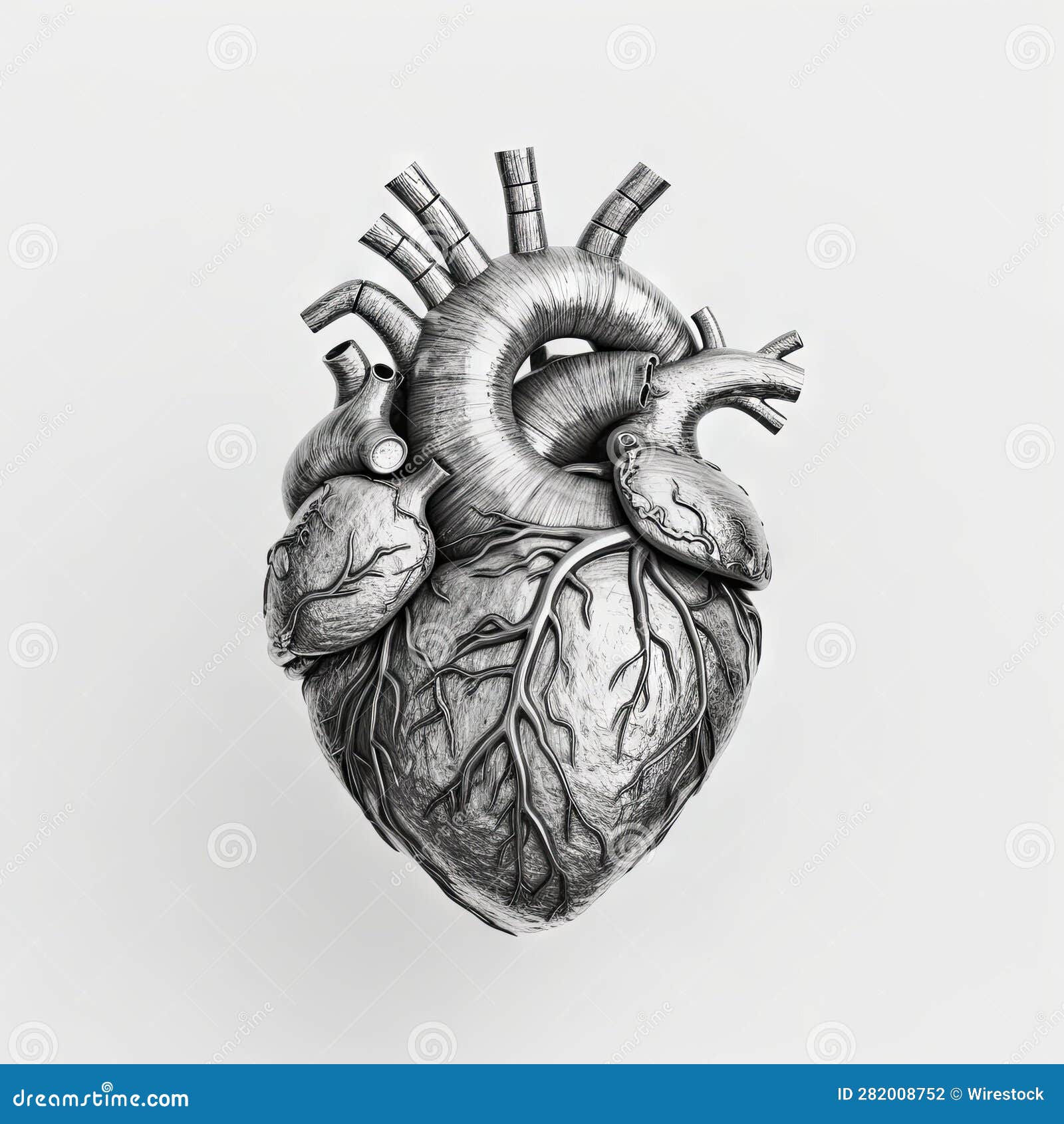 3D Model of a Human Heart in a Drawing Style Stock Illustration ...