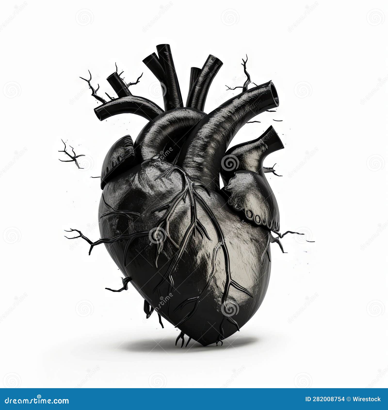 3D Model of a Human Heart in a Drawing Style Stock Illustration ...