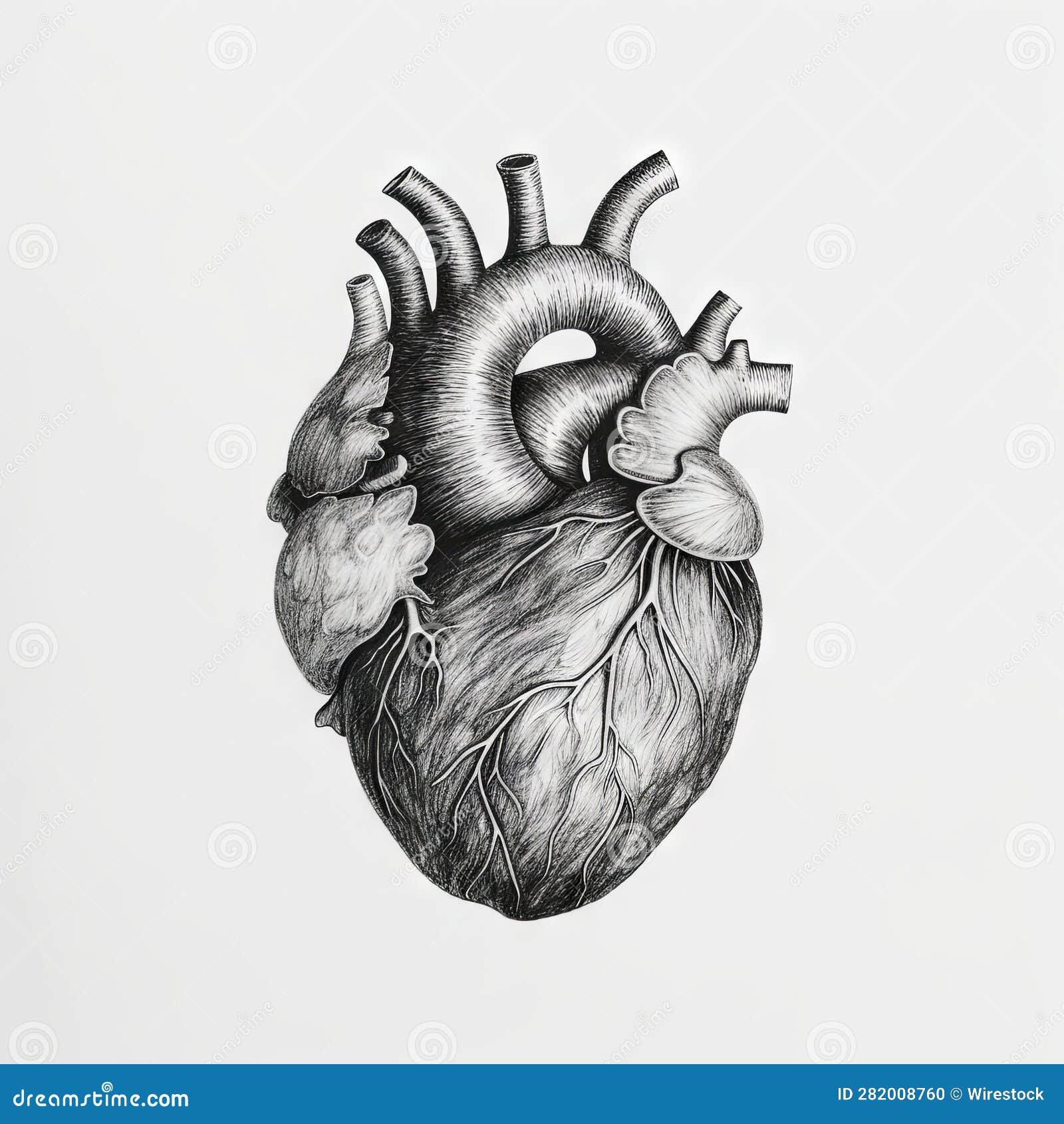 3D Model of a Human Heart in a Drawing Style Stock Illustration ...