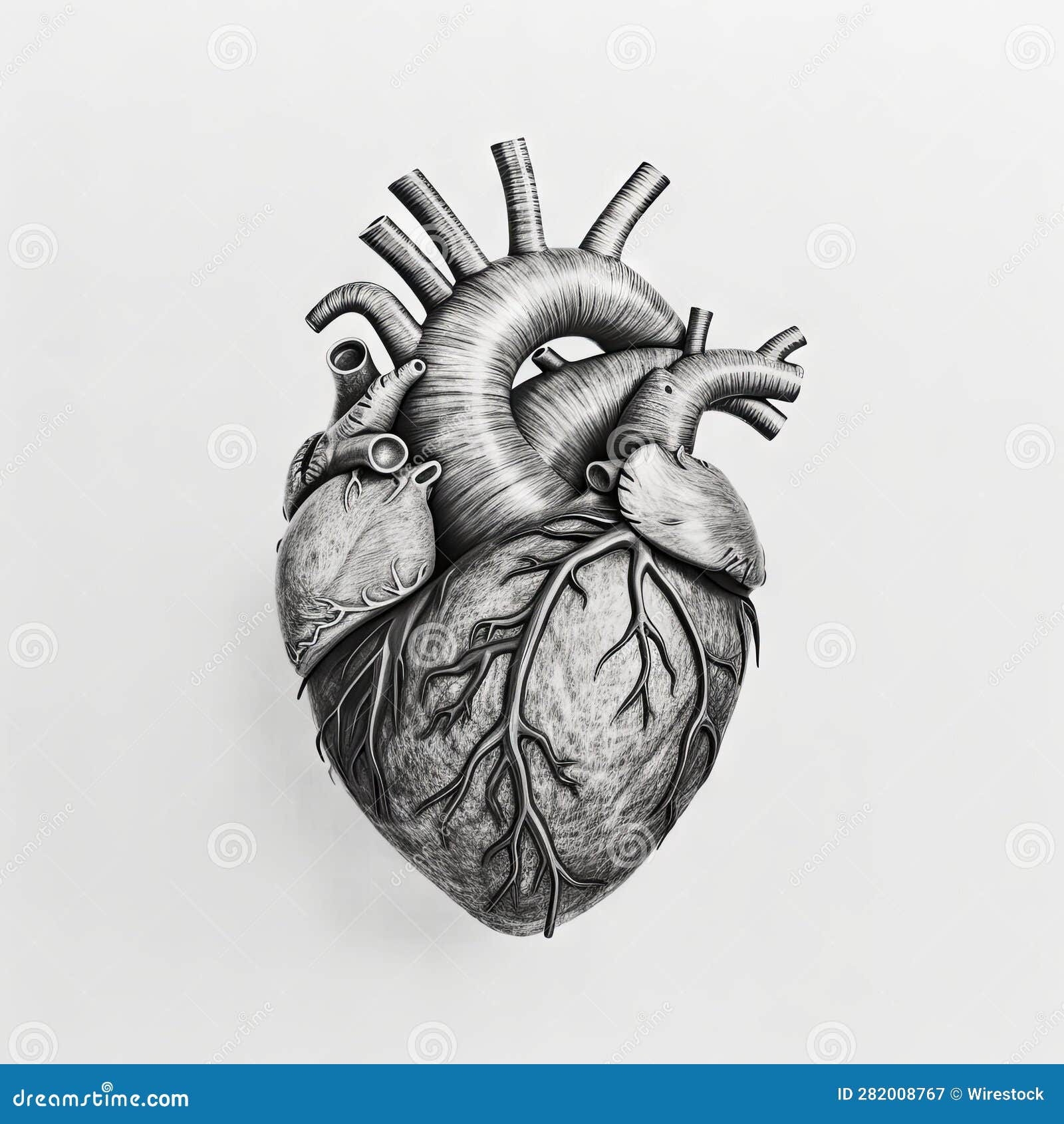 3D Model of a Human Heart in a Drawing Style Stock Illustration ...