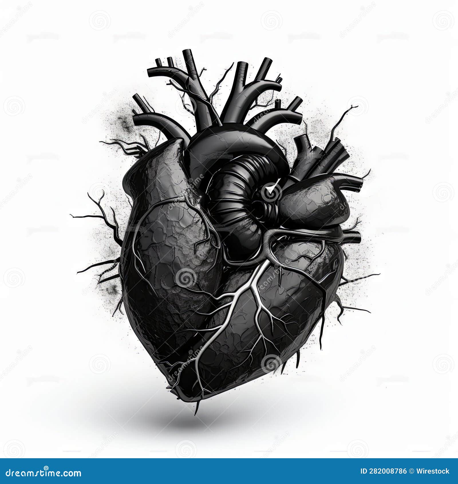 3D Model of a Human Heart in a Drawing Style Stock Illustration ...