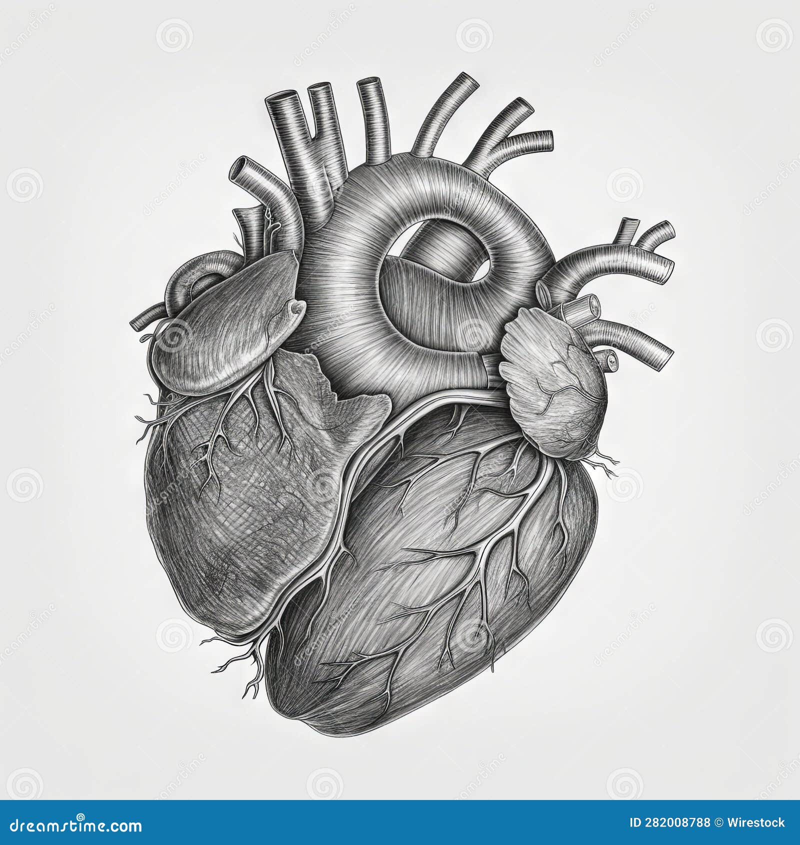 3D Model of a Human Heart in a Drawing Style Stock Illustration ...