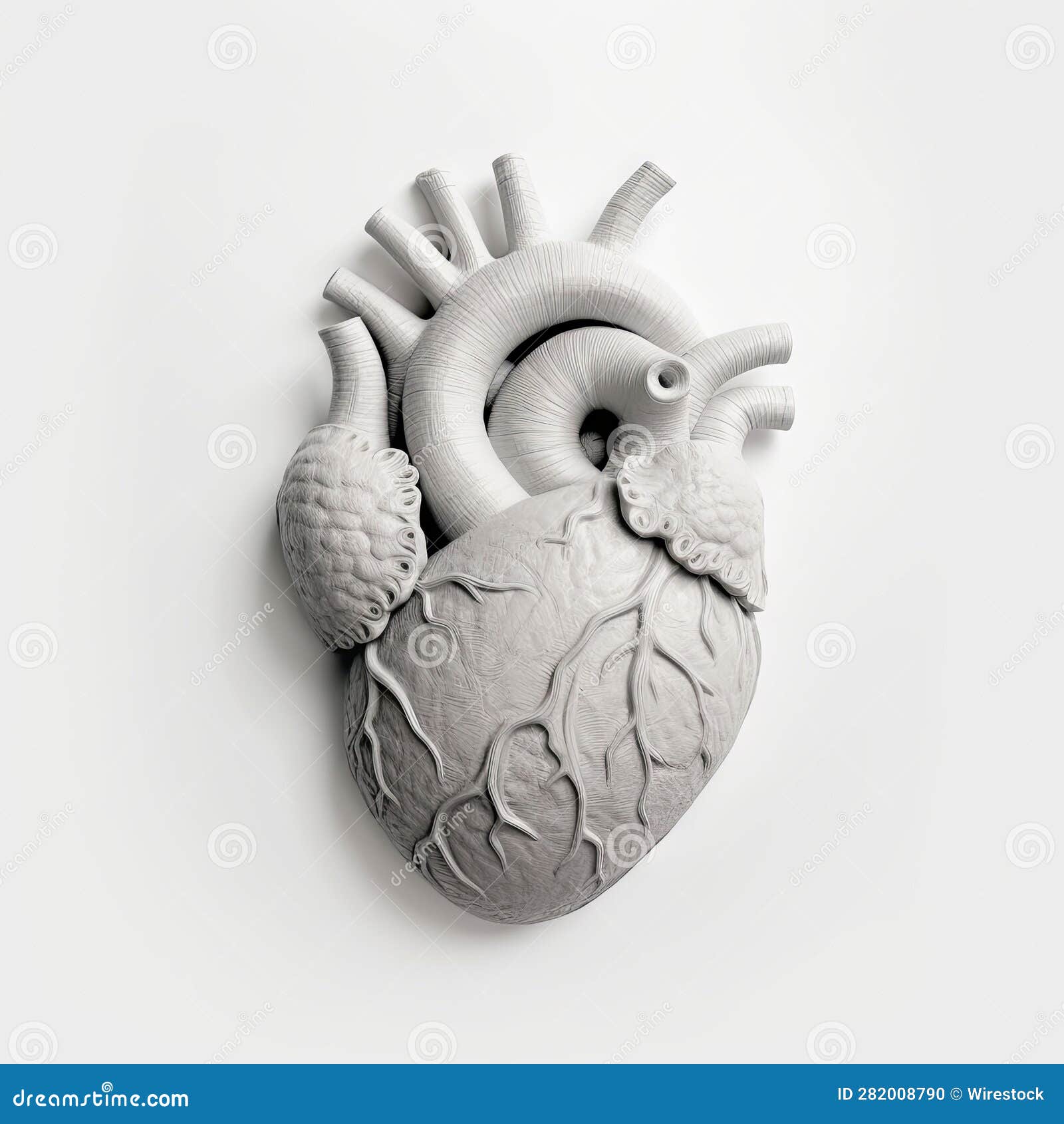3D Model of a Human Heart in a Drawing Style Stock Illustration ...