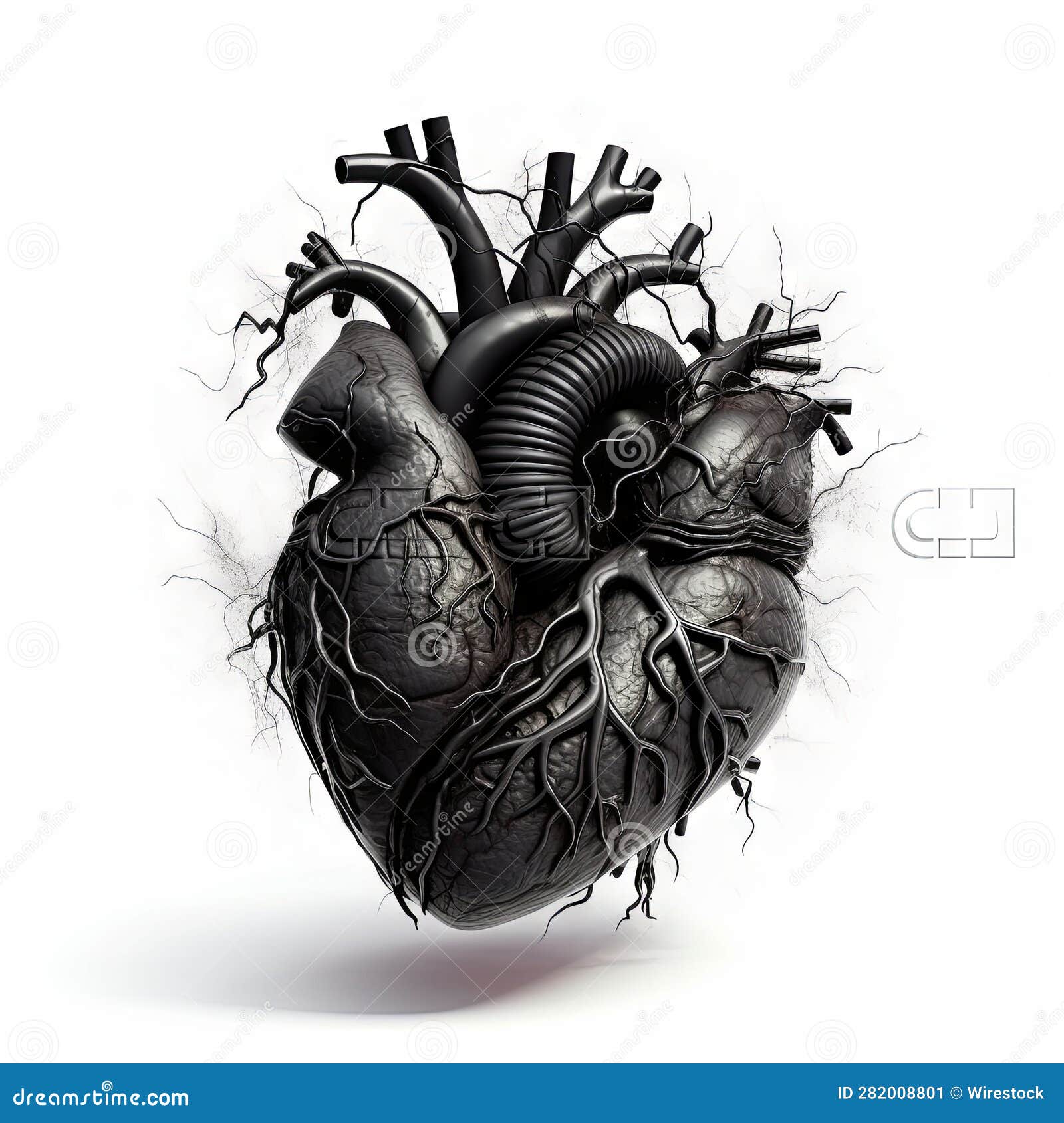 3D Model of a Human Heart in a Drawing Style Stock Illustration ...