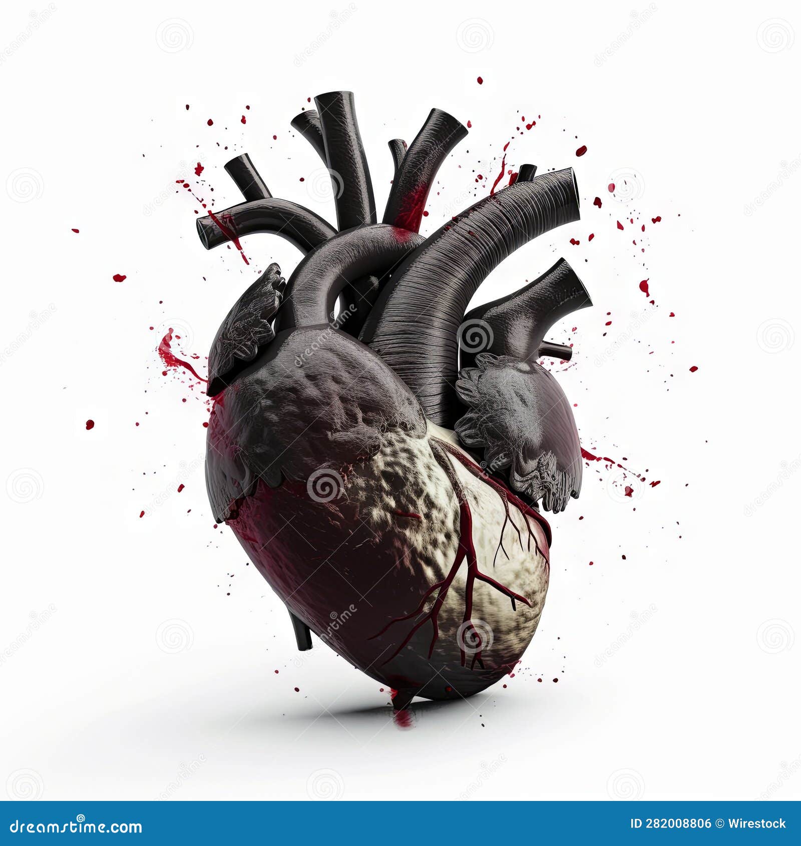 3D Model of a Human Heart in a Drawing Style Stock Illustration ...