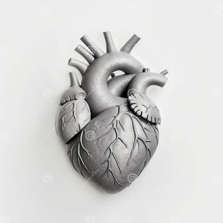 3D Model of a Human Heart in a Drawing Style Stock Illustration ...