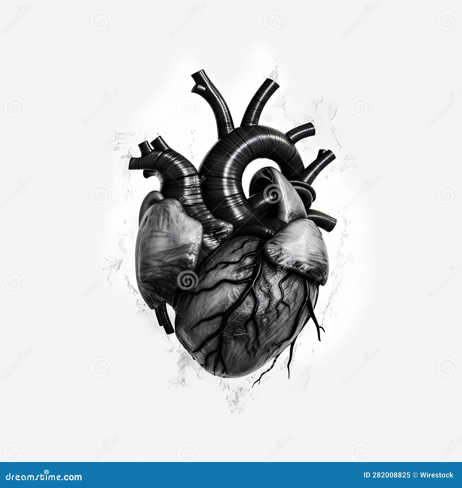 3D Model of a Human Heart in a Drawing Style Stock Illustration ...