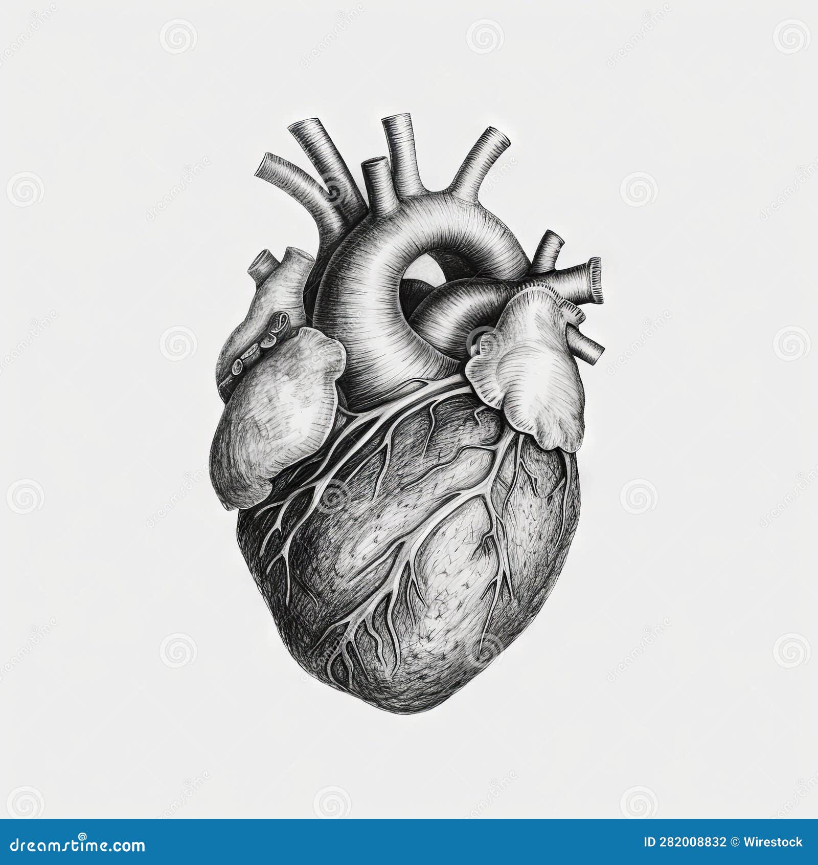 3D Model of a Human Heart in a Drawing Style Stock Illustration ...