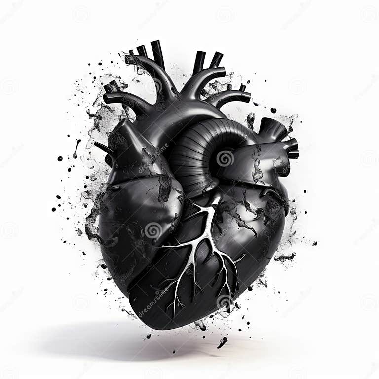 3D Model of a Human Heart in a Drawing Style Stock Illustration ...
