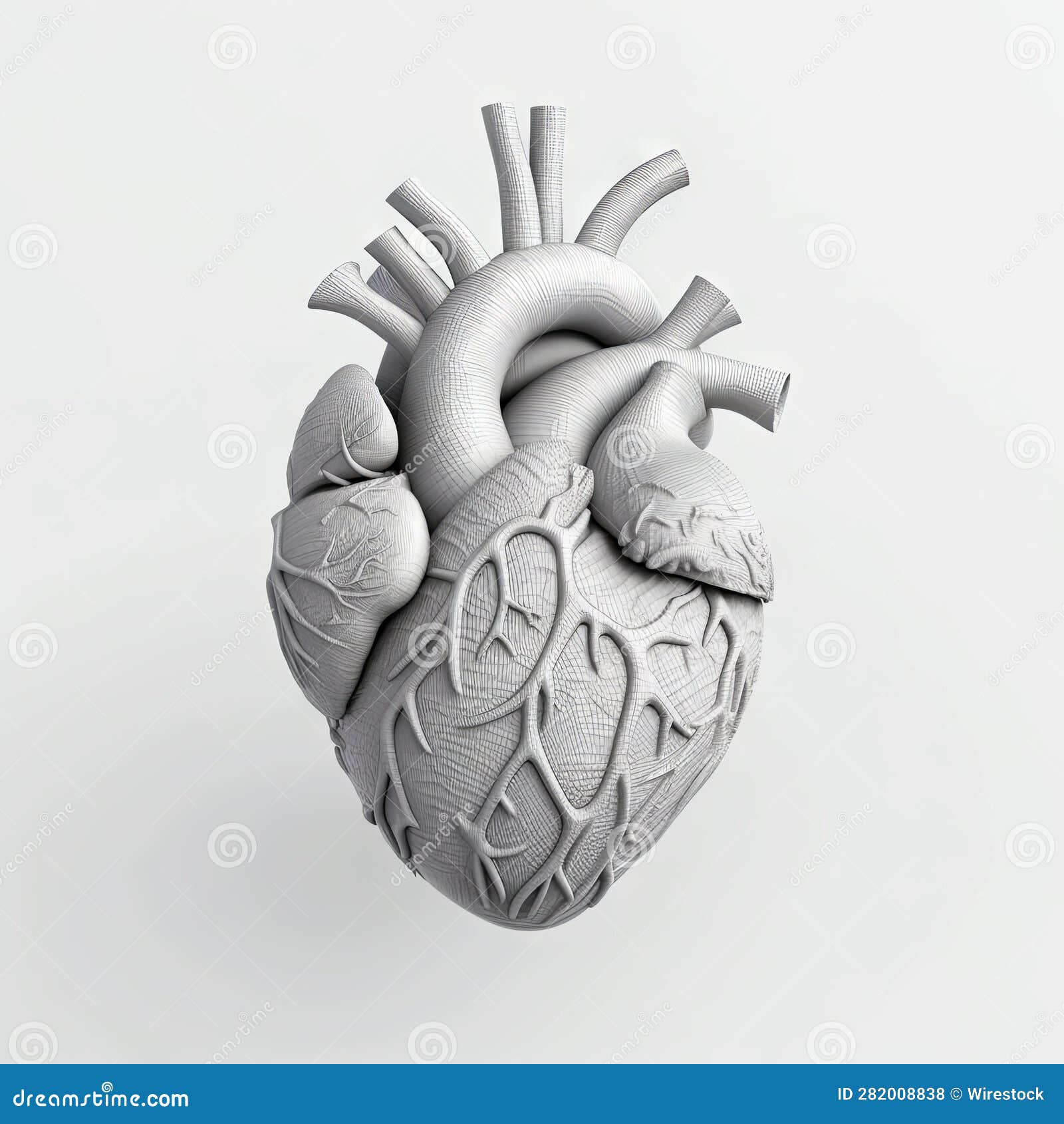 3D Model of a Human Heart in a Drawing Style Stock Illustration ...