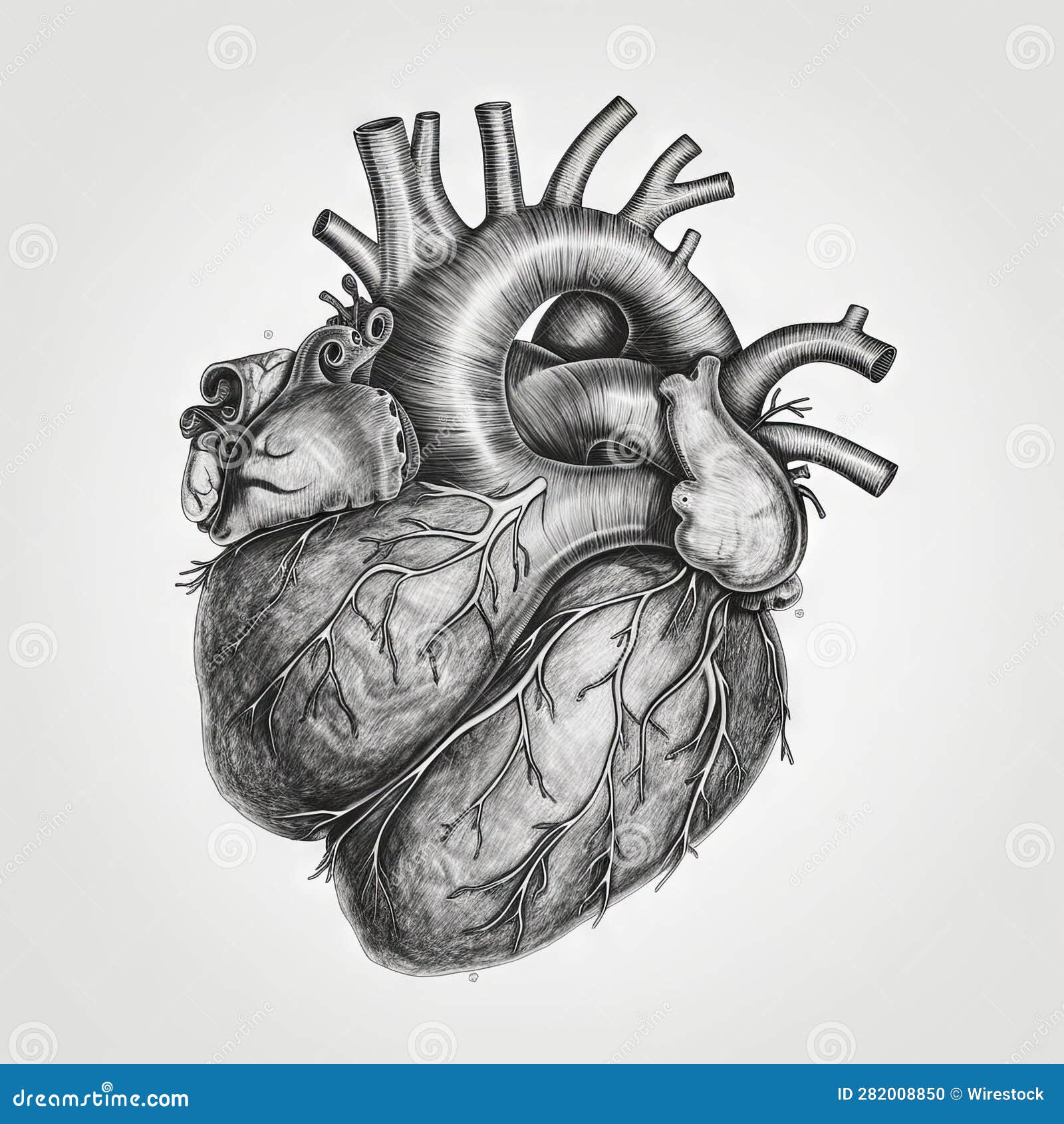 3D Model of a Human Heart in a Drawing Style Stock Illustration ...