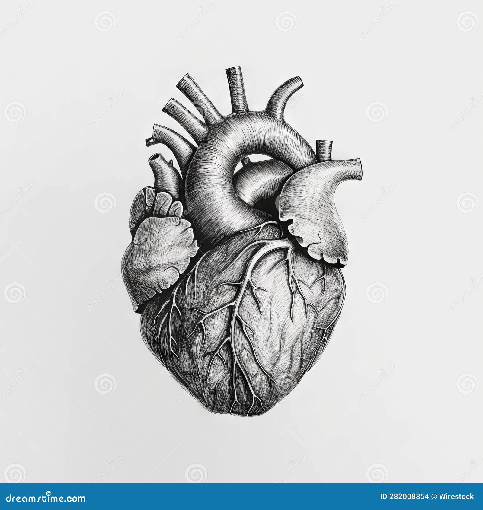 3D Model of a Human Heart in a Drawing Style Stock Illustration ...