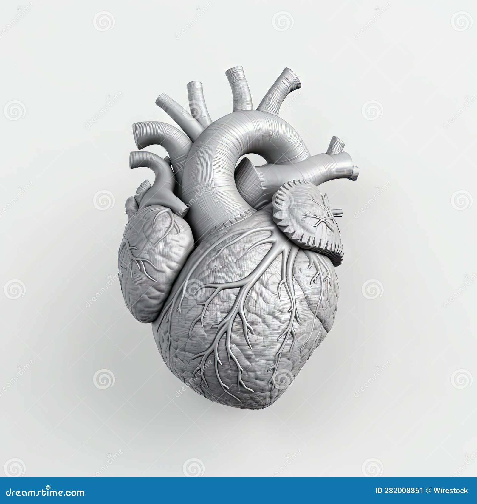 3D Model of a Human Heart in a Drawing Style Stock Illustration ...