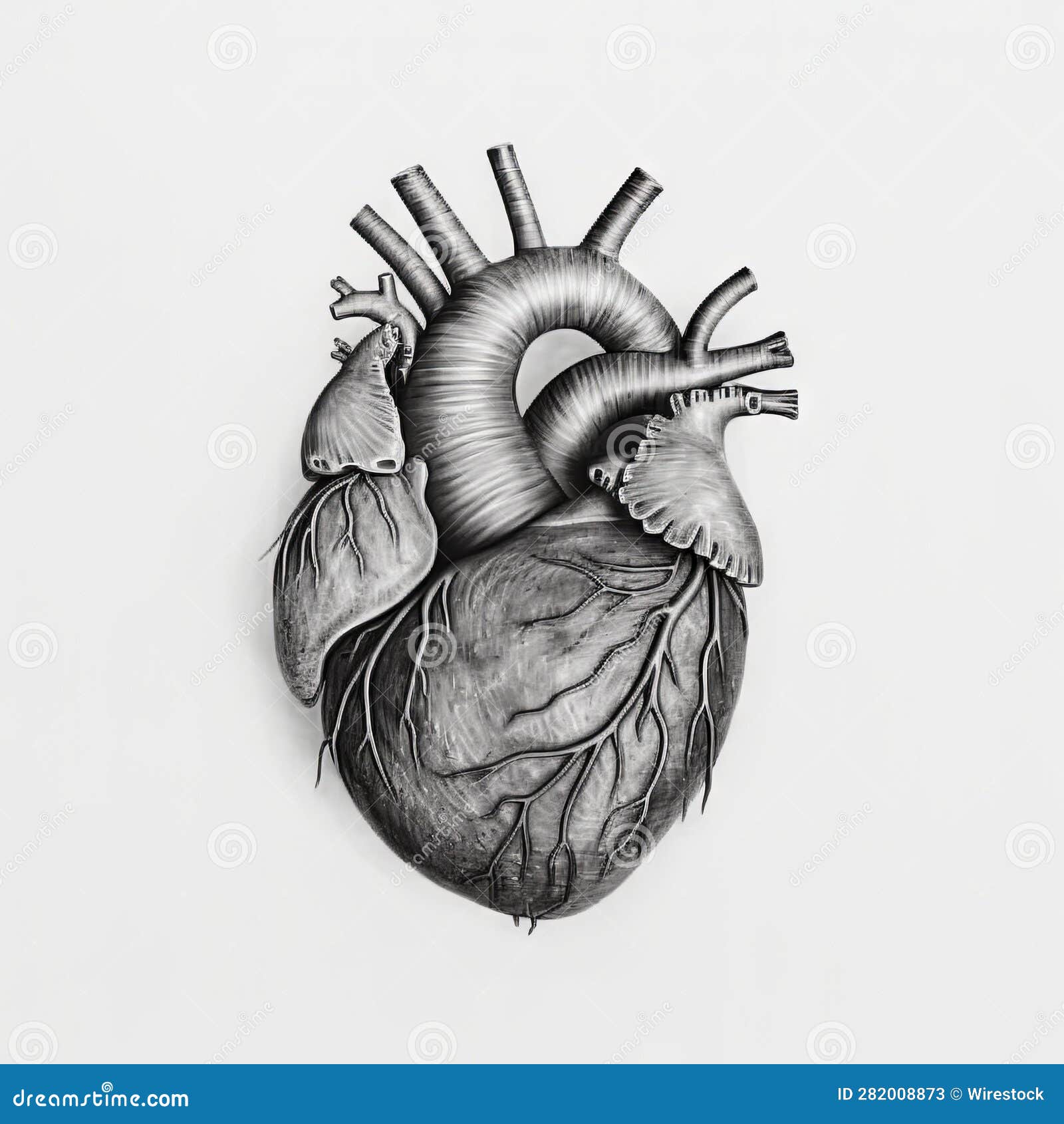 3D Model of a Human Heart in a Drawing Style Stock Illustration ...