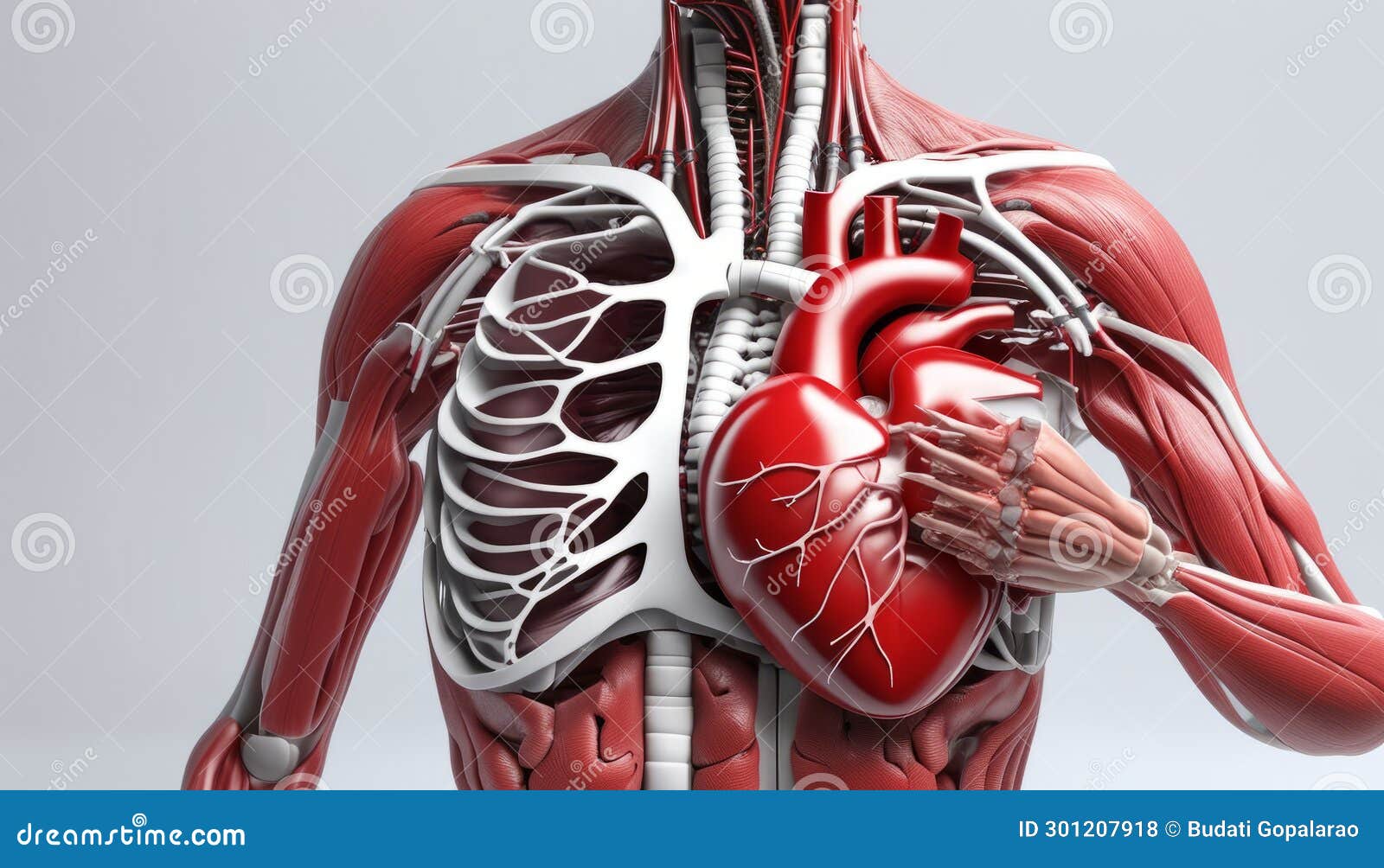 A 3D Model of a Human Heart with a Hand on it Stock Illustration ...