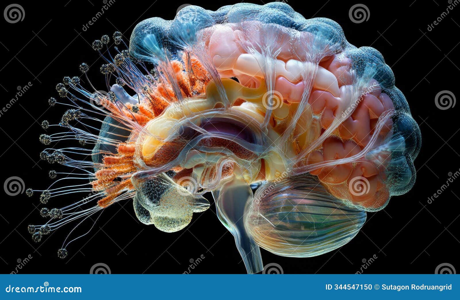 3D Model Of The Hypothalamus In The Brain, Showing Its Connection To ...