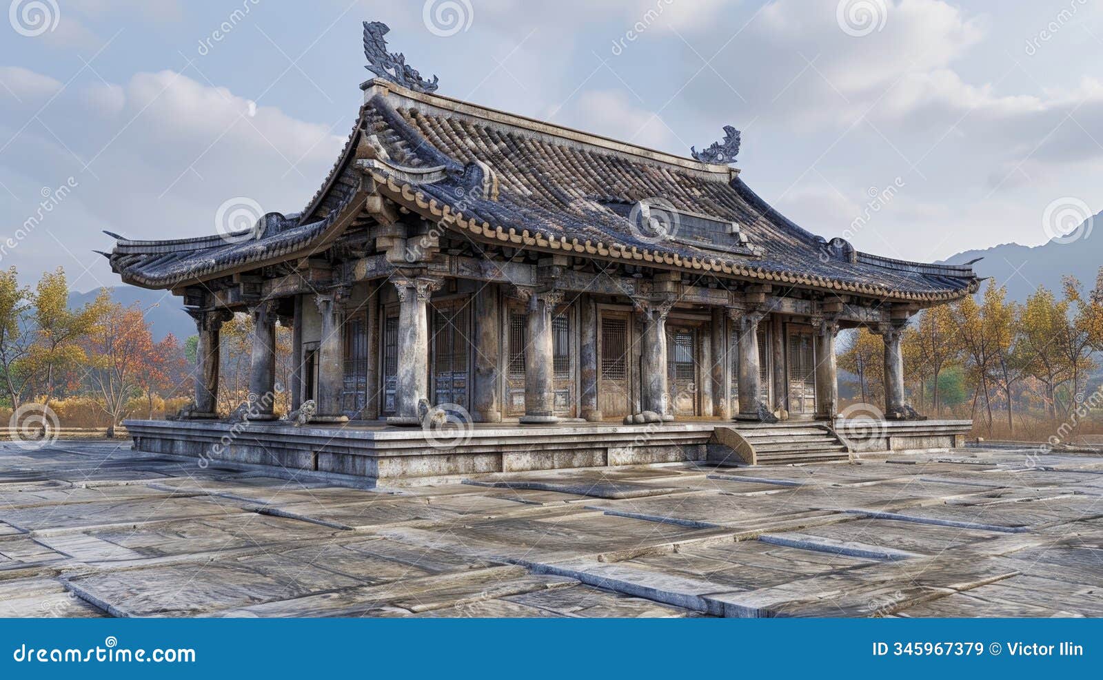 3d Model of a Japanese Temple Featuring Unique Asymmetrical Columns and ...
