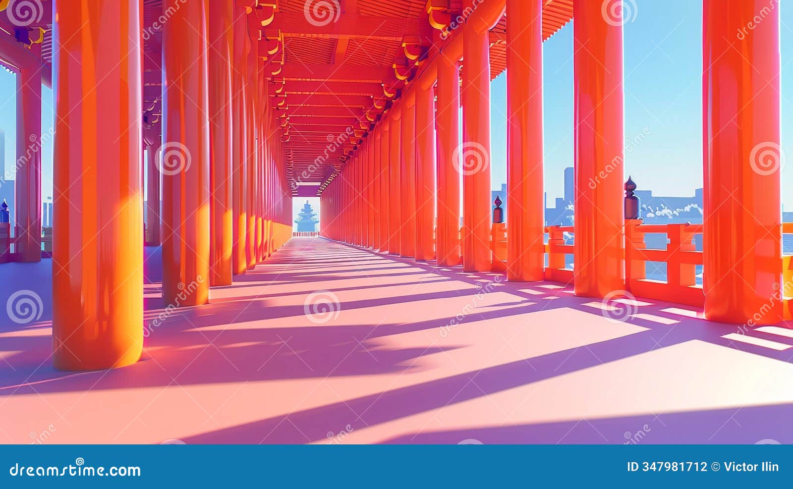 3d Model of a Japanese Temple Highlighting Asymmetrical Column and Beam ...