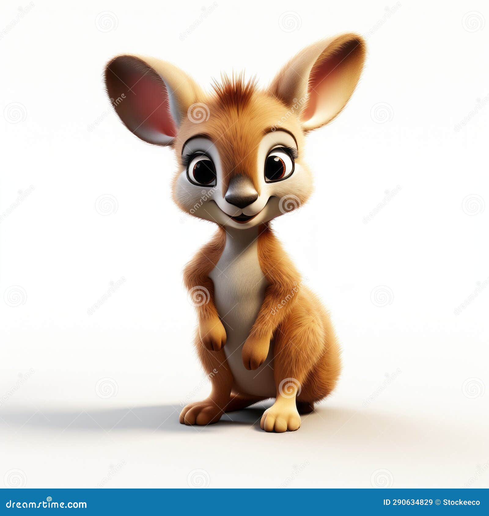 Playful Kangaroo Baby in 3d Pixar Style on White Background Stock ...