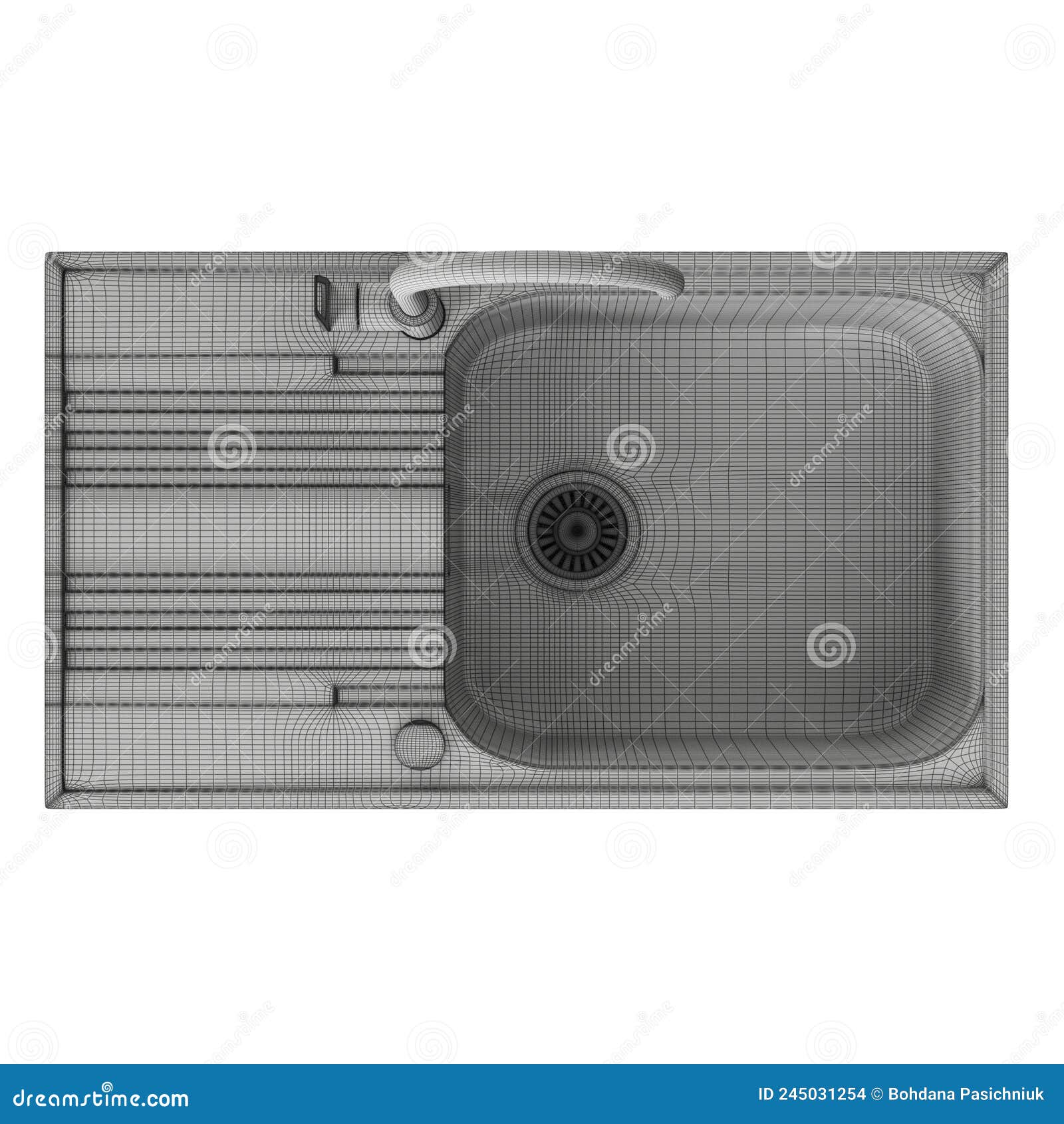 3D Model Kitchen Sink Grid. Visualization of 3D Model of Kitchen Sink ...