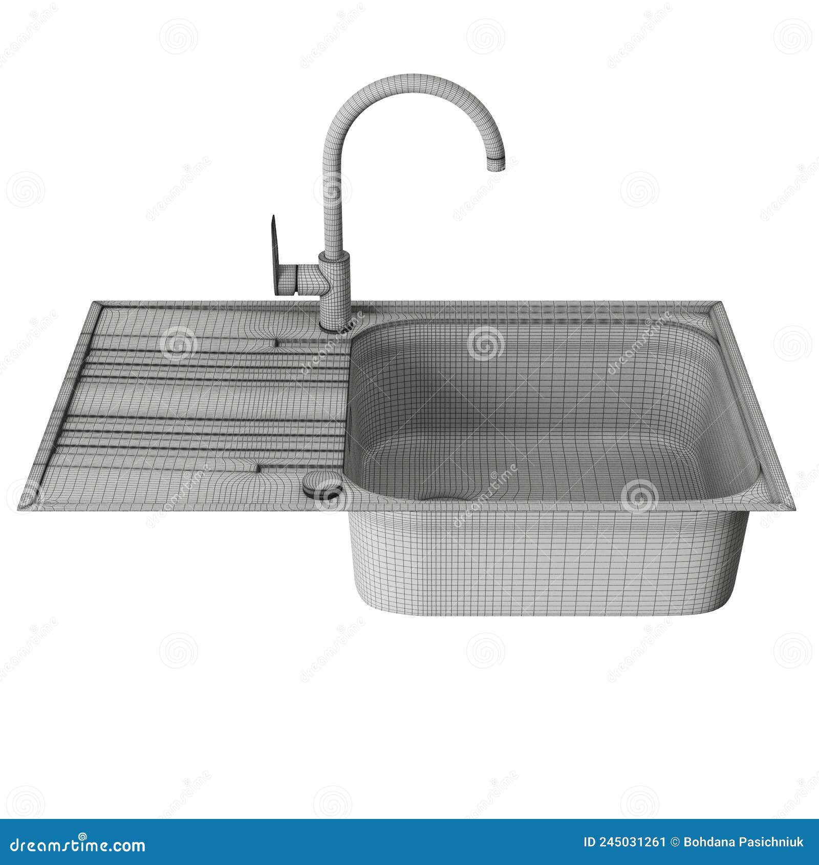 3D Model Kitchen Sink Grid. Visualization Of 3D Model Of Kitchen Sink ...