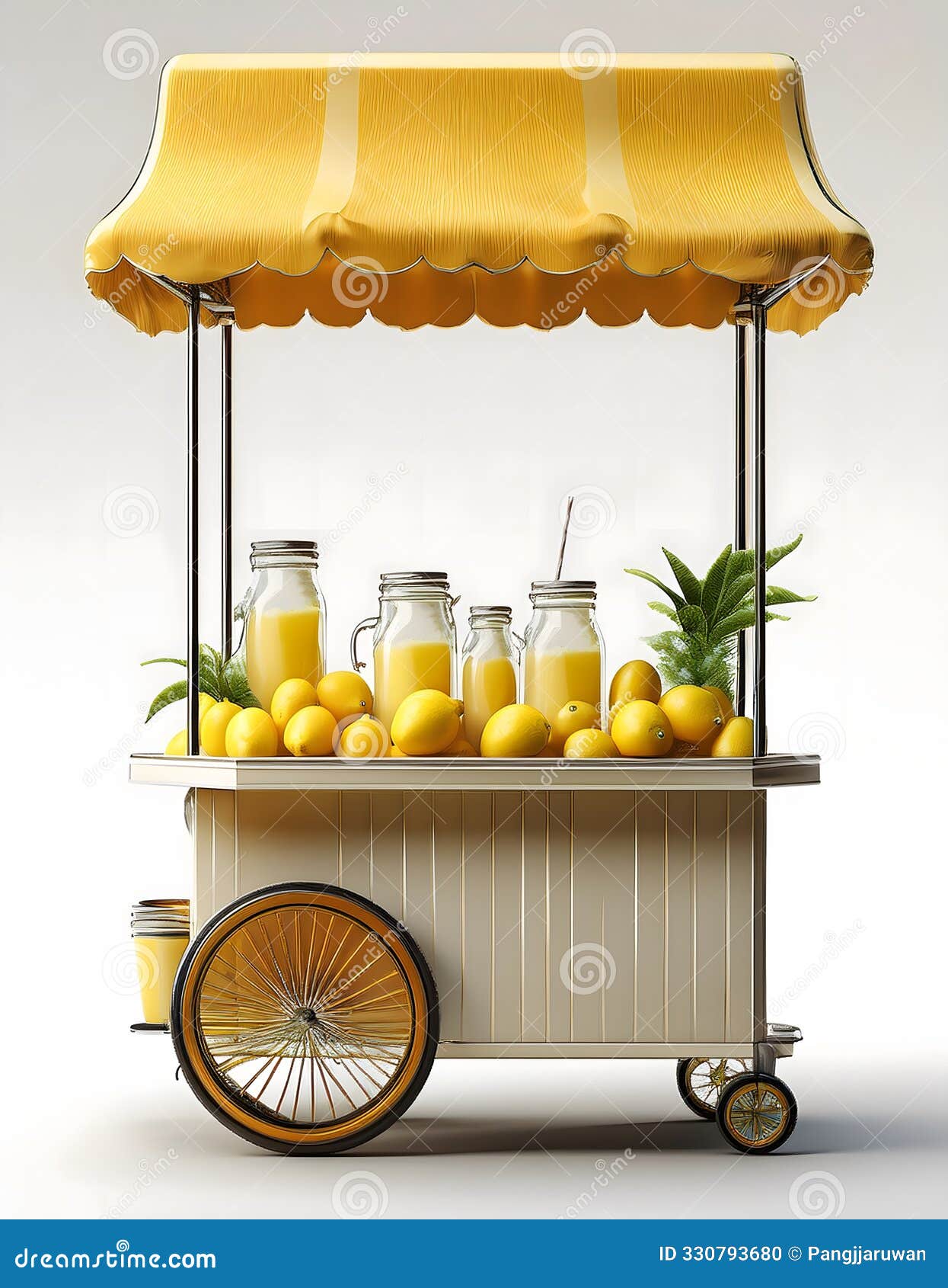 3d Model Lemonade Cart Stand Food Cart Isolated on White Background ...