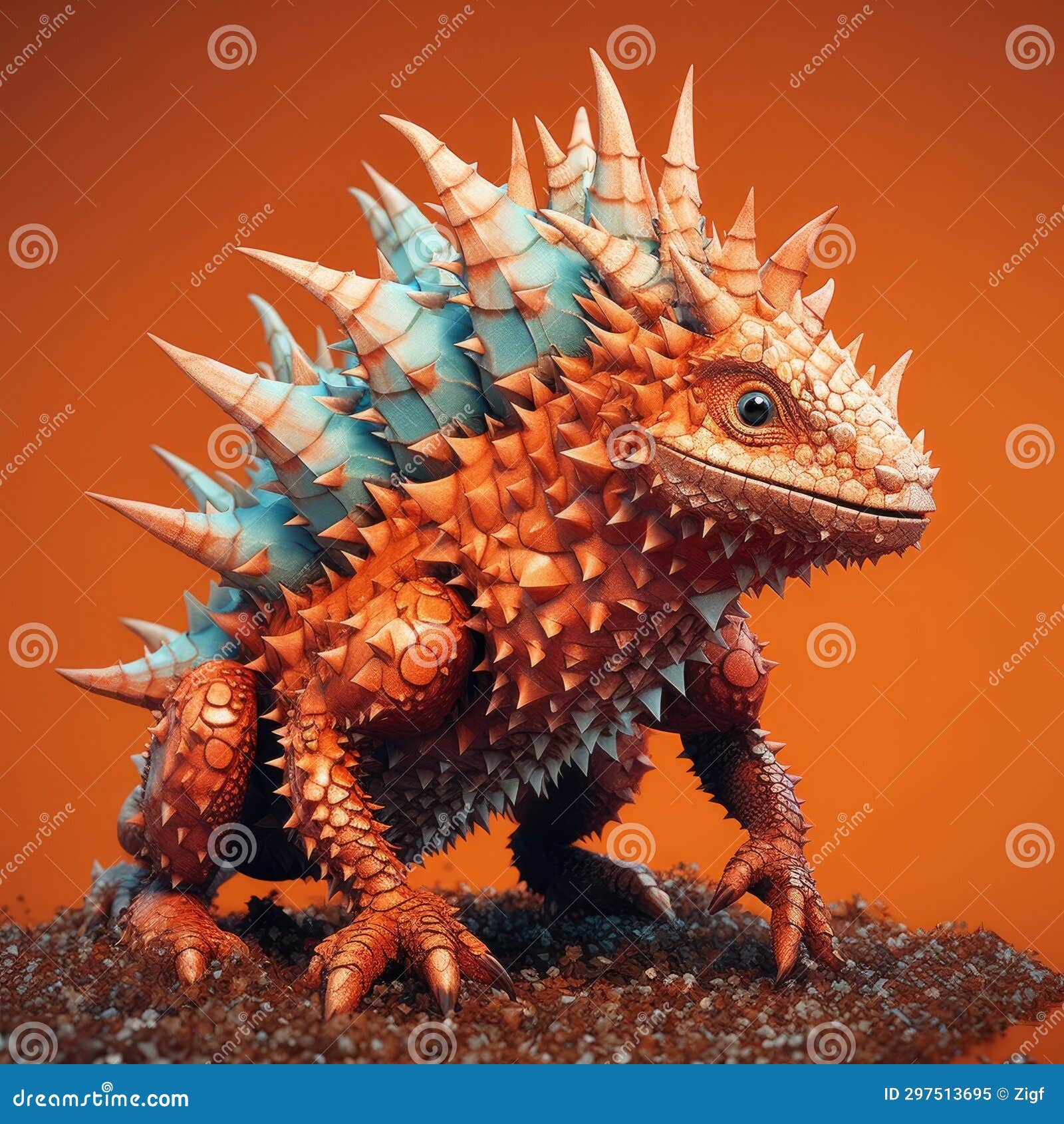 3d Model of Lizard with Spikes Stock Illustration - Illustration of ...