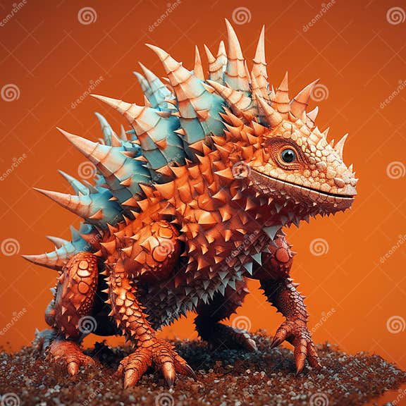 3d Model of Lizard with Spikes Stock Illustration - Illustration of ...