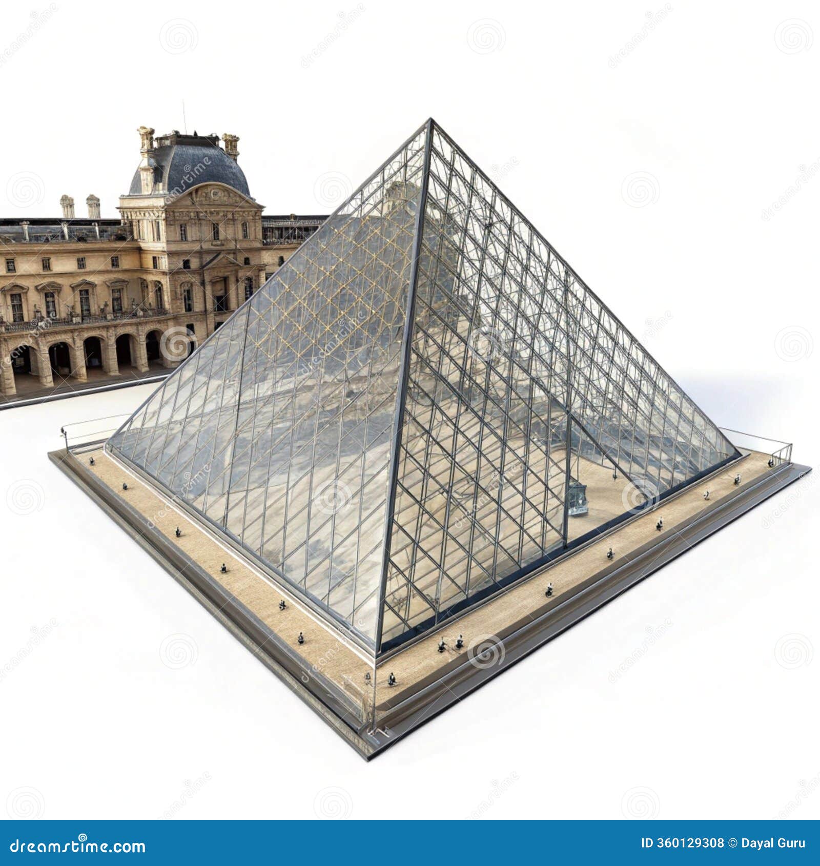3D Model of Louvre Pyramid Isolated on Transparent Background Stock ...