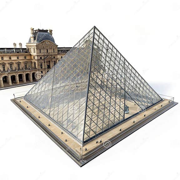 3D Model of Louvre Pyramid Isolated on Transparent Background Stock ...