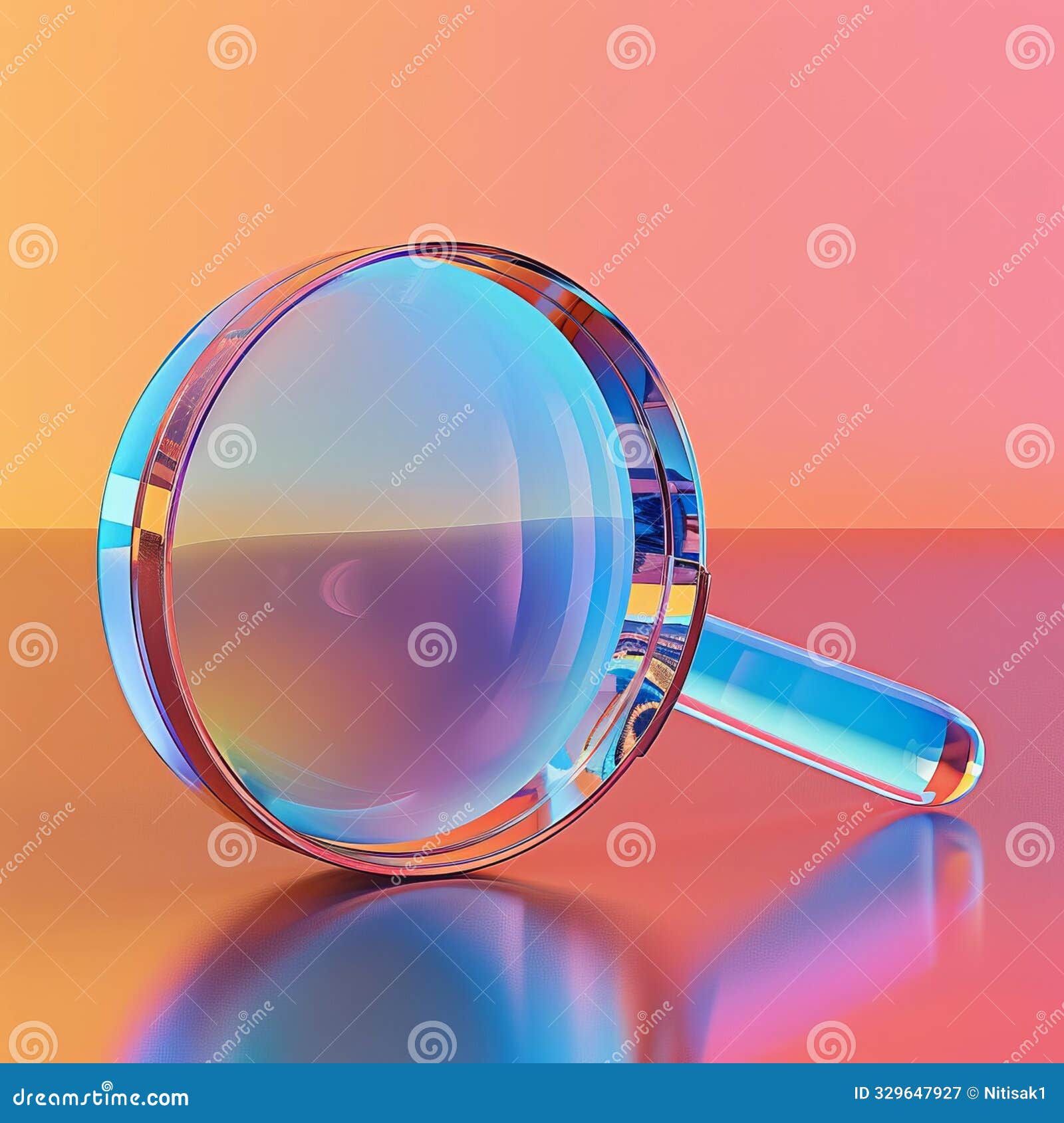 3D Model of a Magnifying Glass Icon Representing Risk Management with a ...