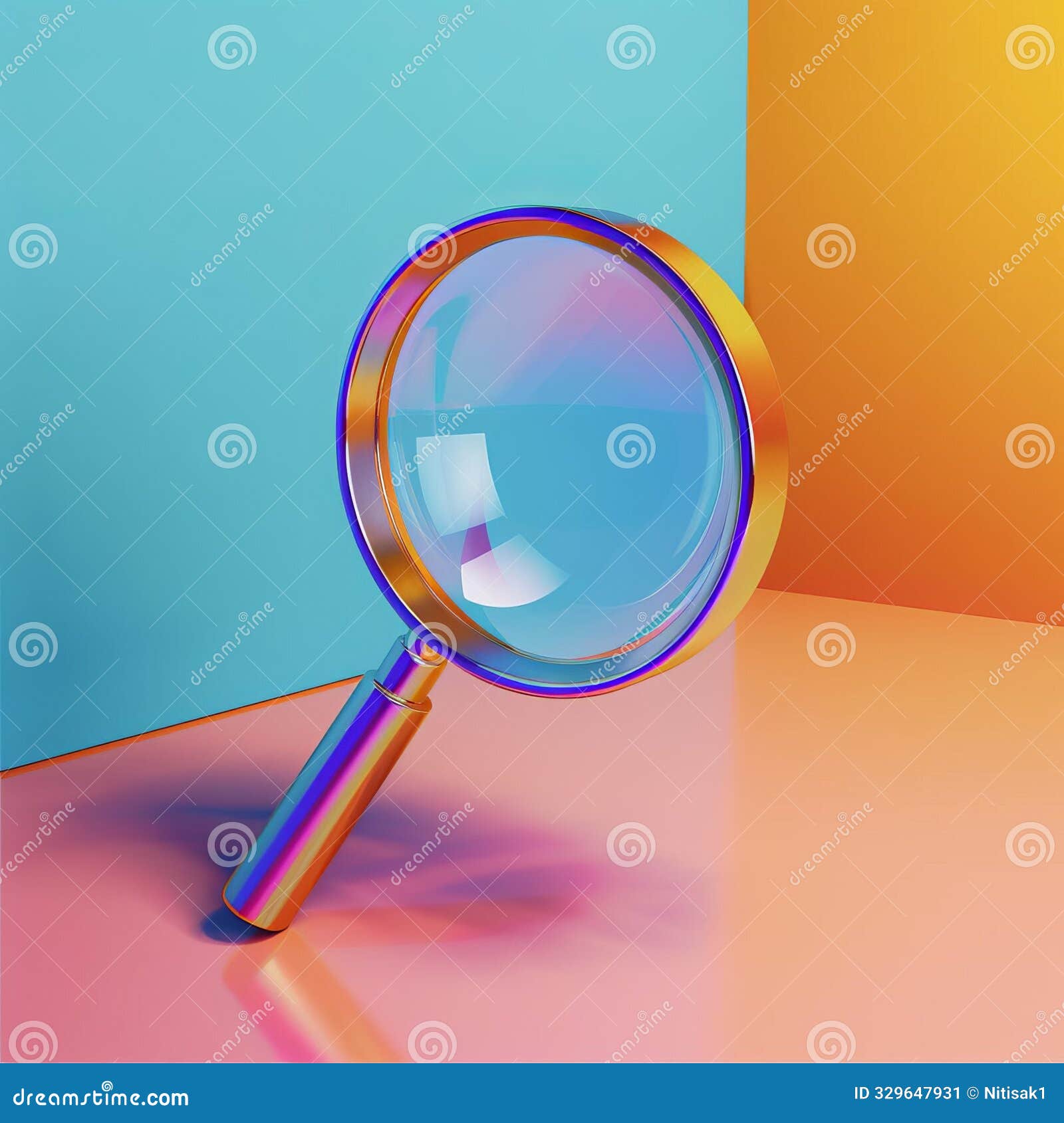 3D Model of a Magnifying Glass Icon Representing Risk Management with a ...