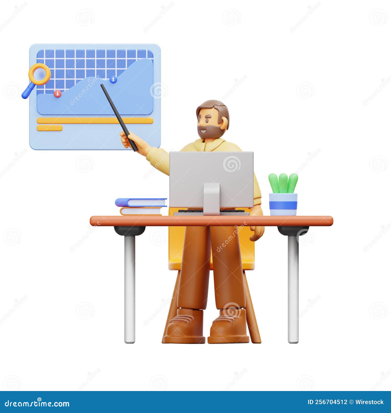 3D Model of a Male Character Explaining Something while Sitting by the ...