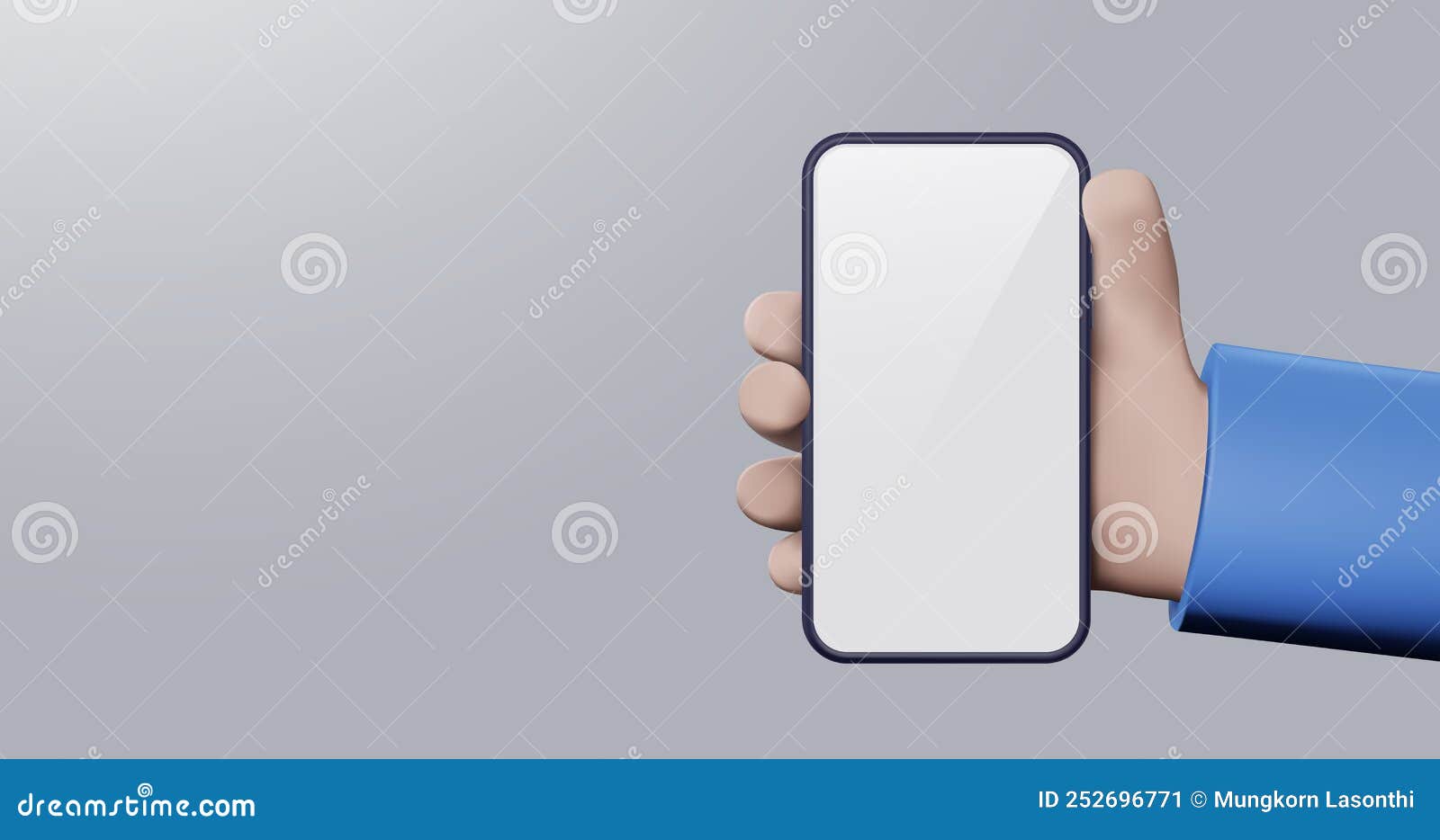 3d Model Man Hand Holding Smartphone Vector Illustration Stock Vector