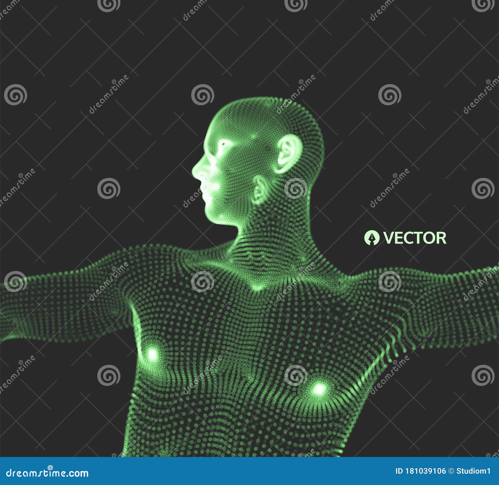 3d Model of Man. Human Body. Design Element Stock Vector - Illustration ...