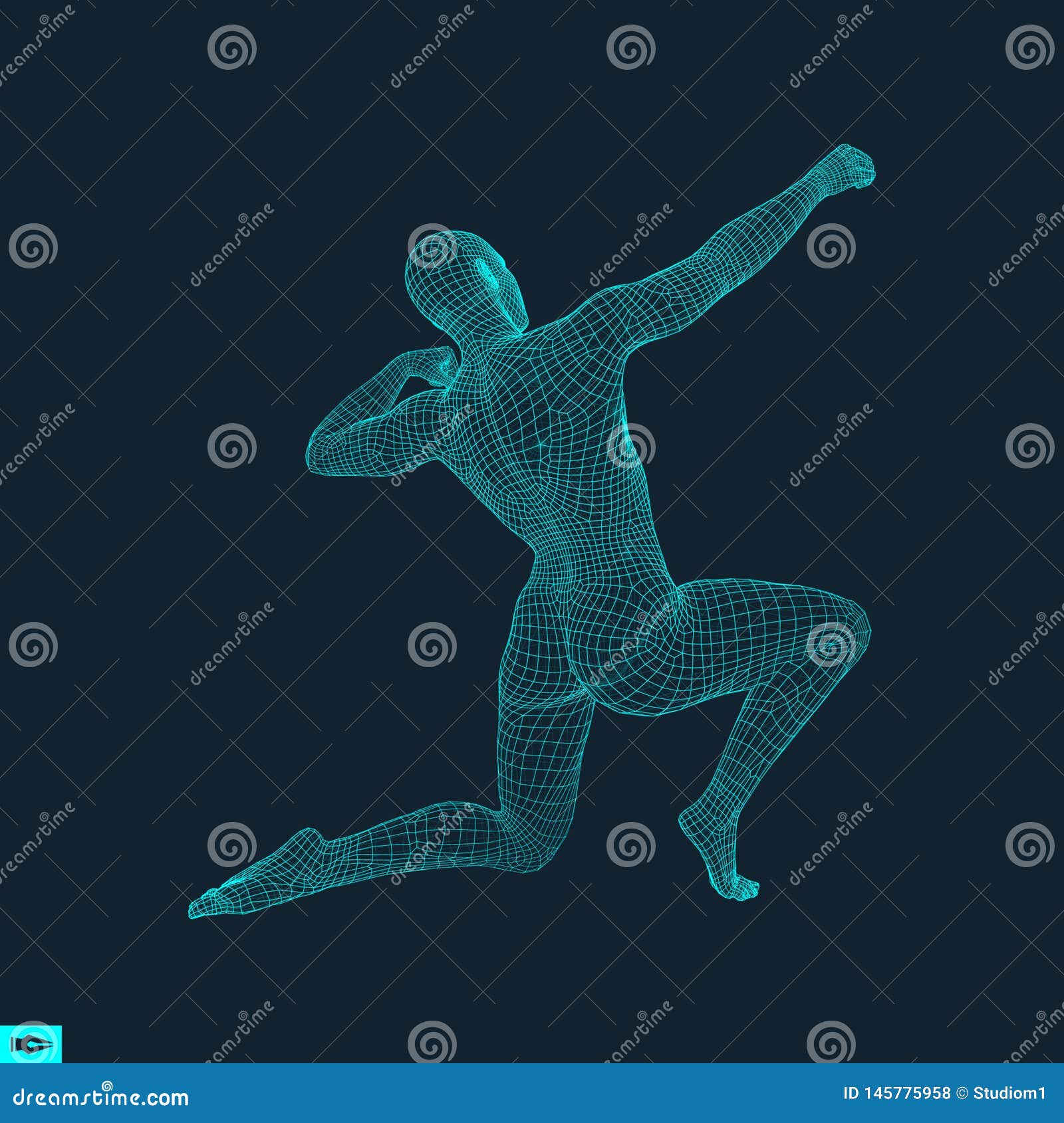 3D Model of Man. Human Body Wire Model. Design Element Stock Vector ...