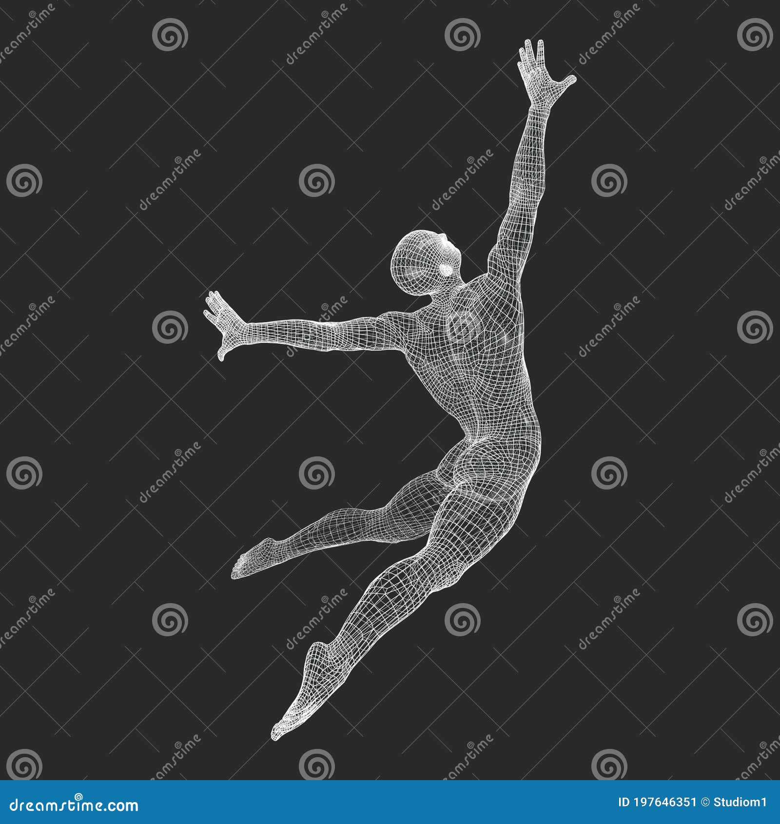 3D Model of Man. Human Body Wire Model. Design Element Stock Vector ...