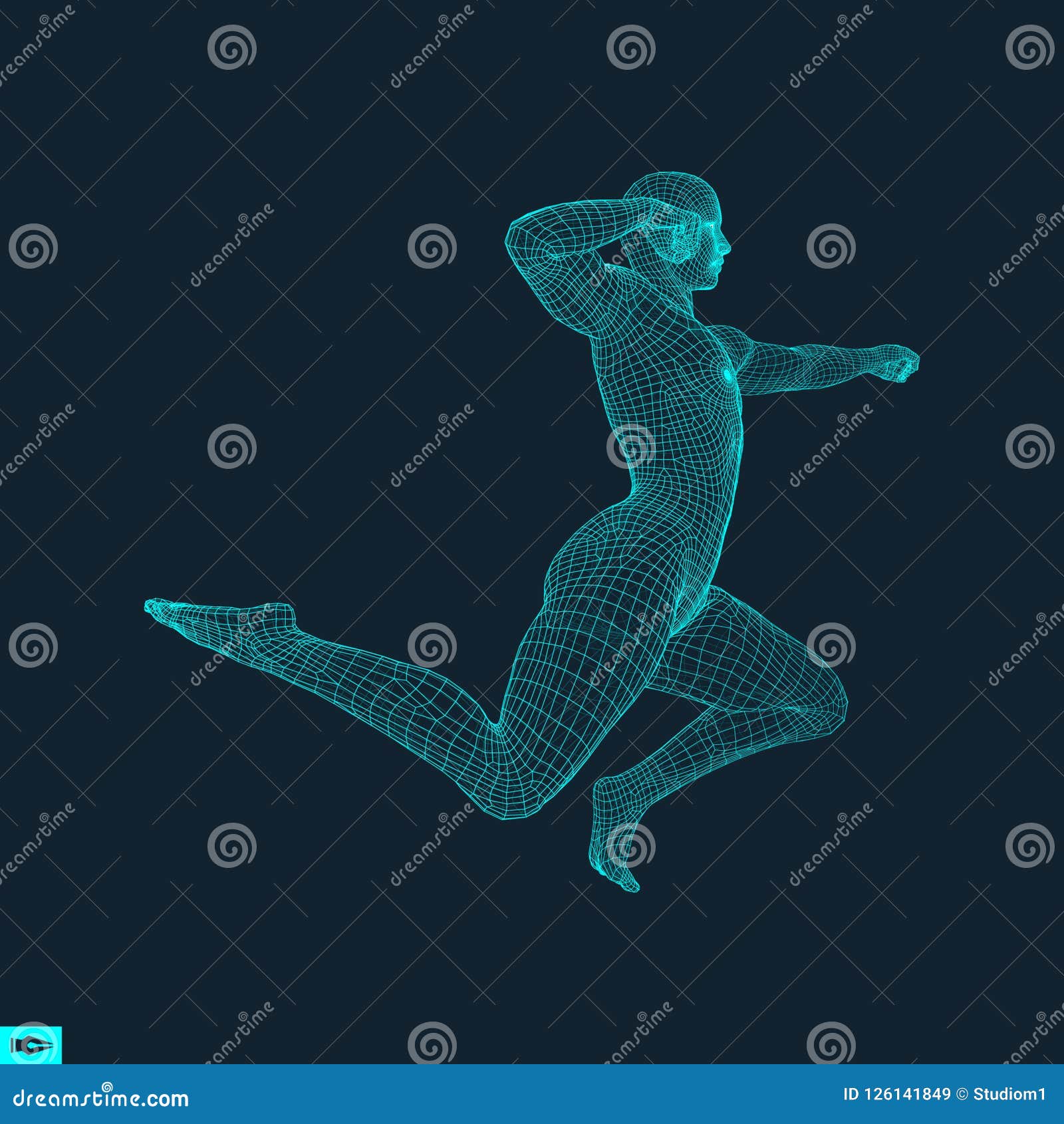 3D Model of Man. Human Body Wire Model. Design Element. Technology ...