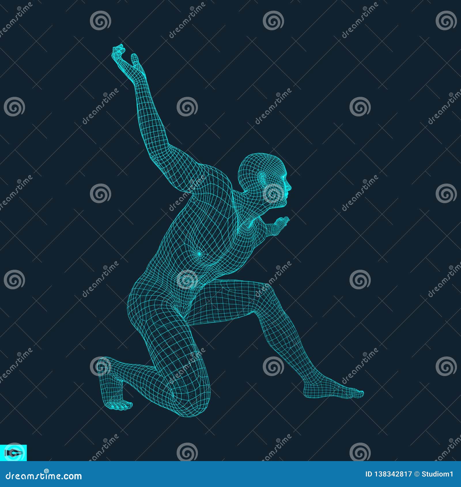 3D Model of Man. Human Body Wire Model. Design Element Stock Vector ...
