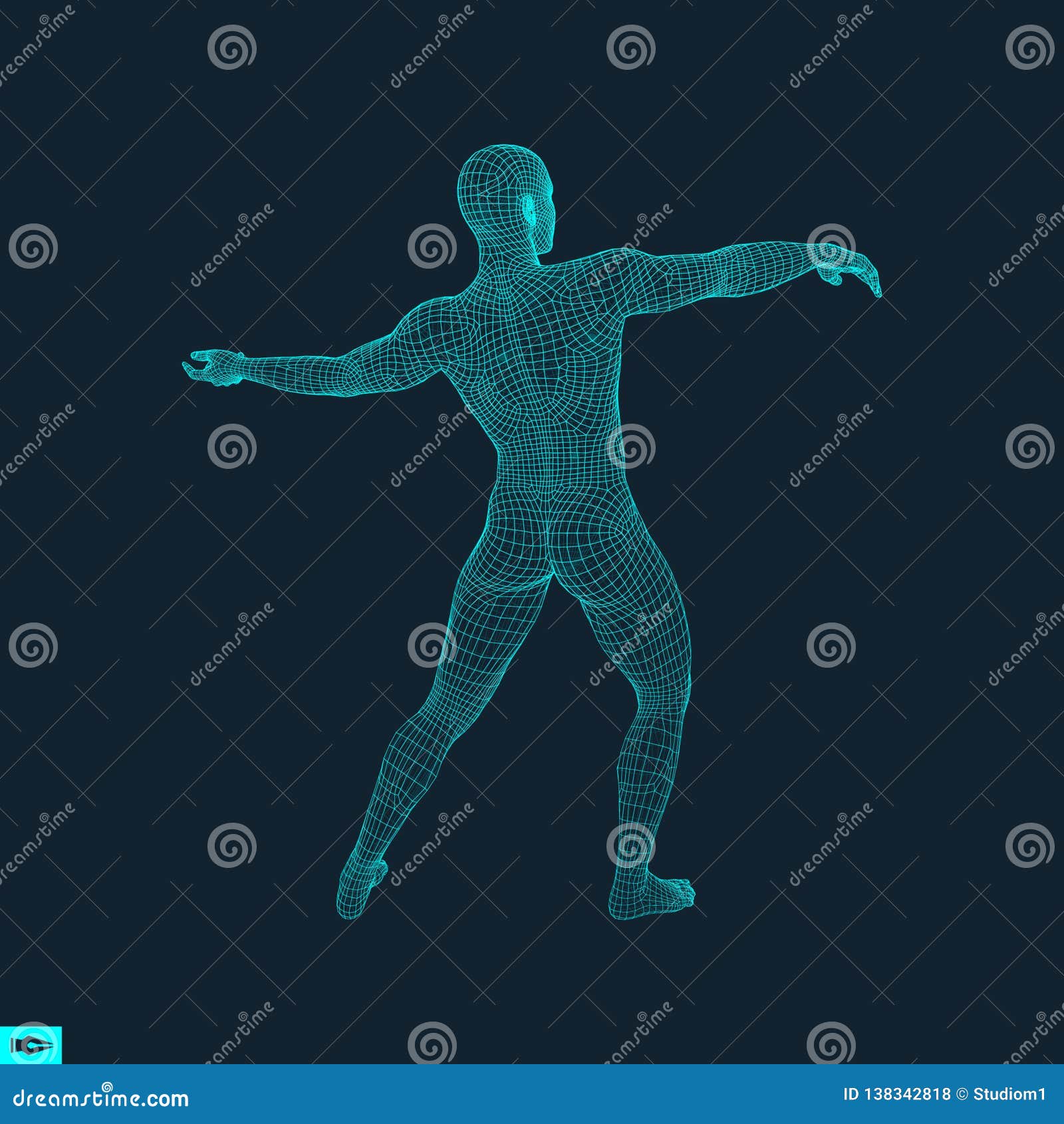 3D Model of Man. Human Body Wire Model. Design Element Stock Vector ...