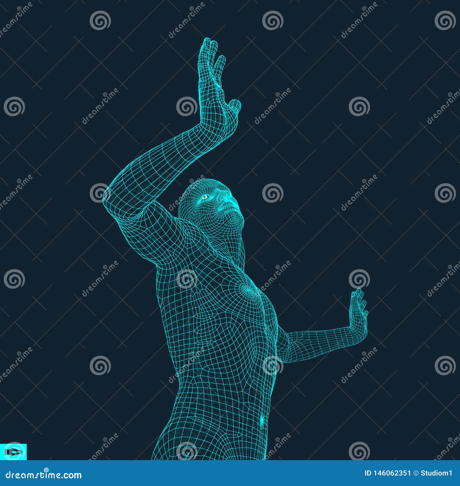 3D Model of Man. Human Body Wire Model. Design Element Stock Vector ...