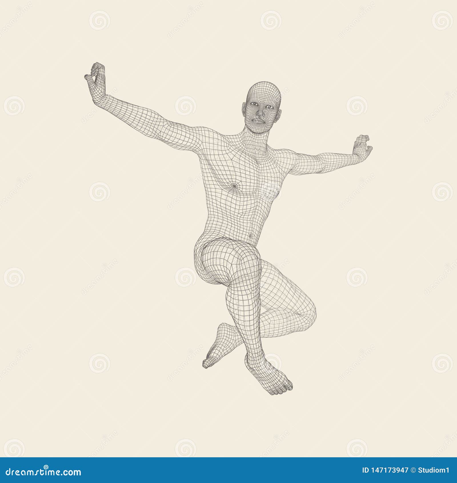 3D Model of Man. Human Body Wire Model. Design Element Stock Vector ...