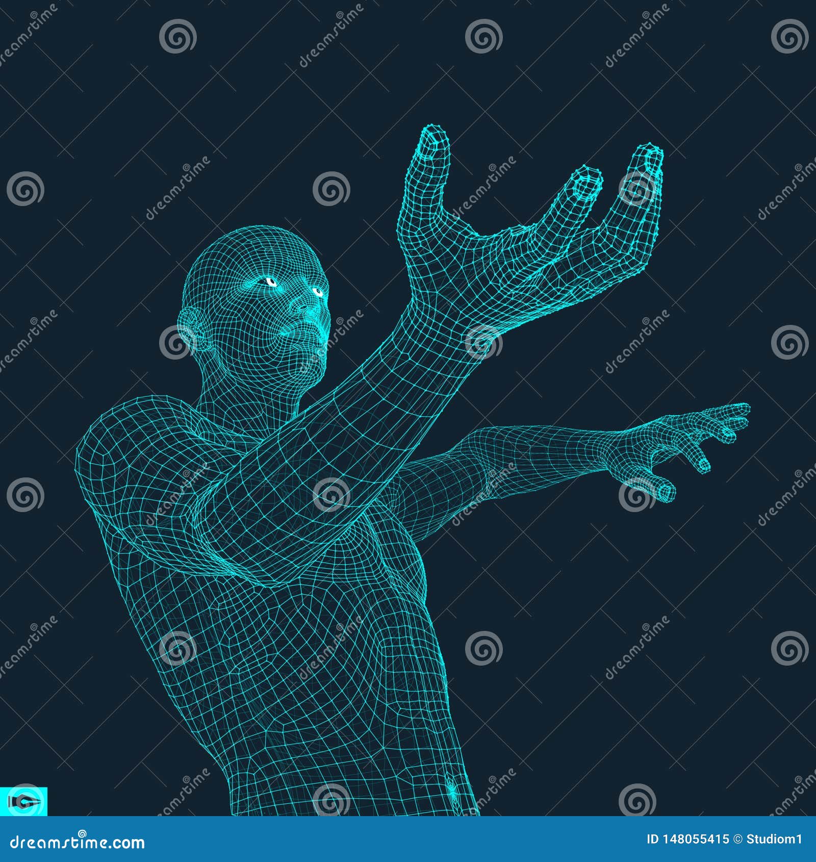 3D Model of Man. Human Body Wire Model. Design Element Stock Vector ...
