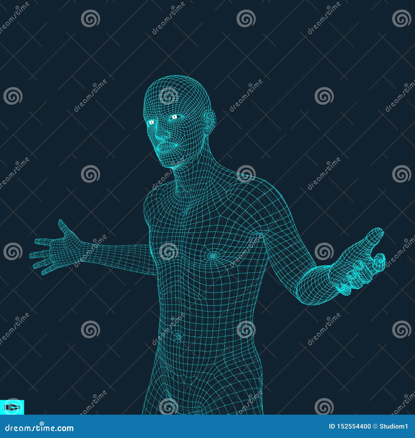 3D Model of Man. Human Body Wire Model. Design Element Stock Vector ...