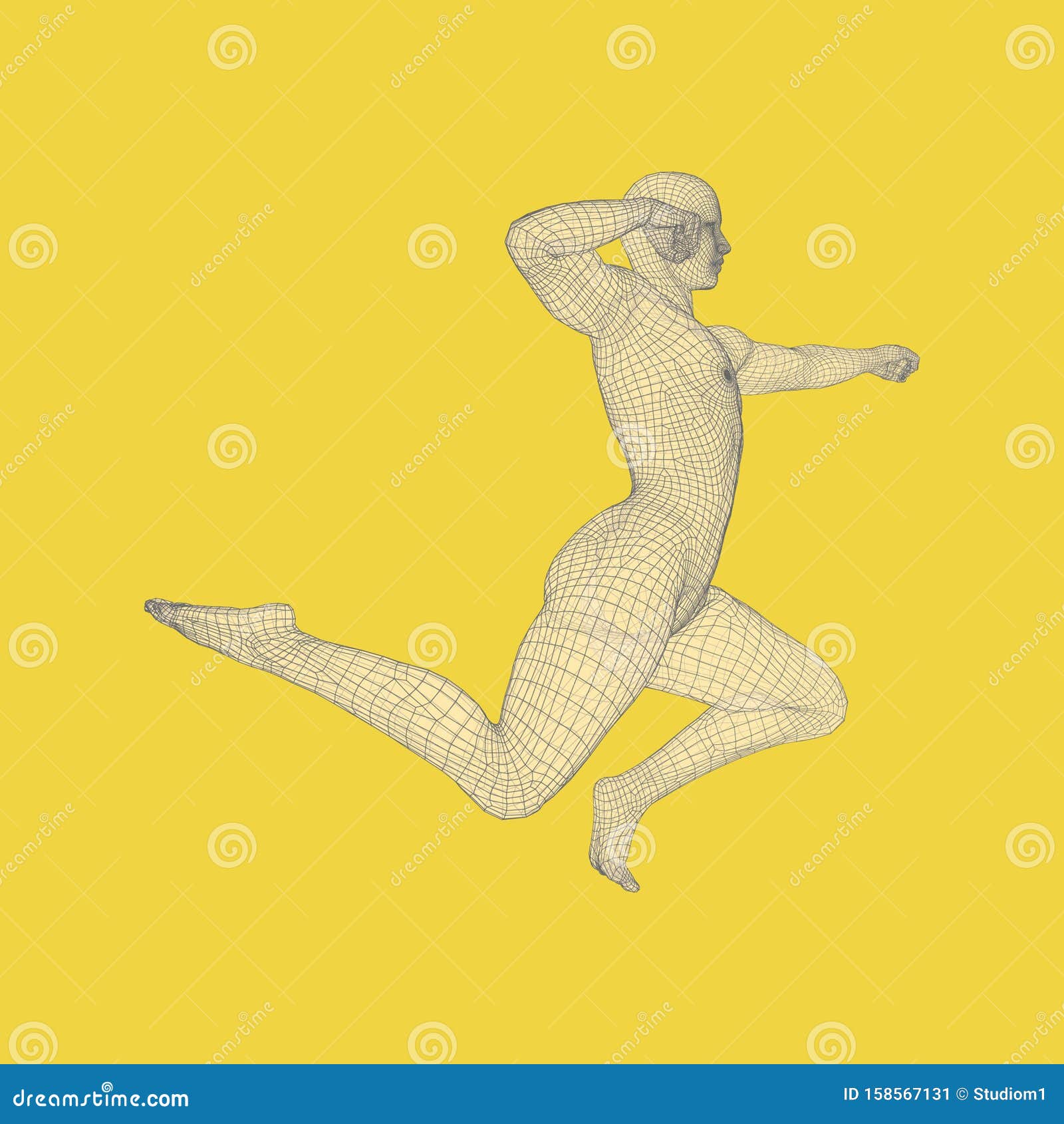 3D Model of Man. Human Body Wire Model. Design Element Stock ...