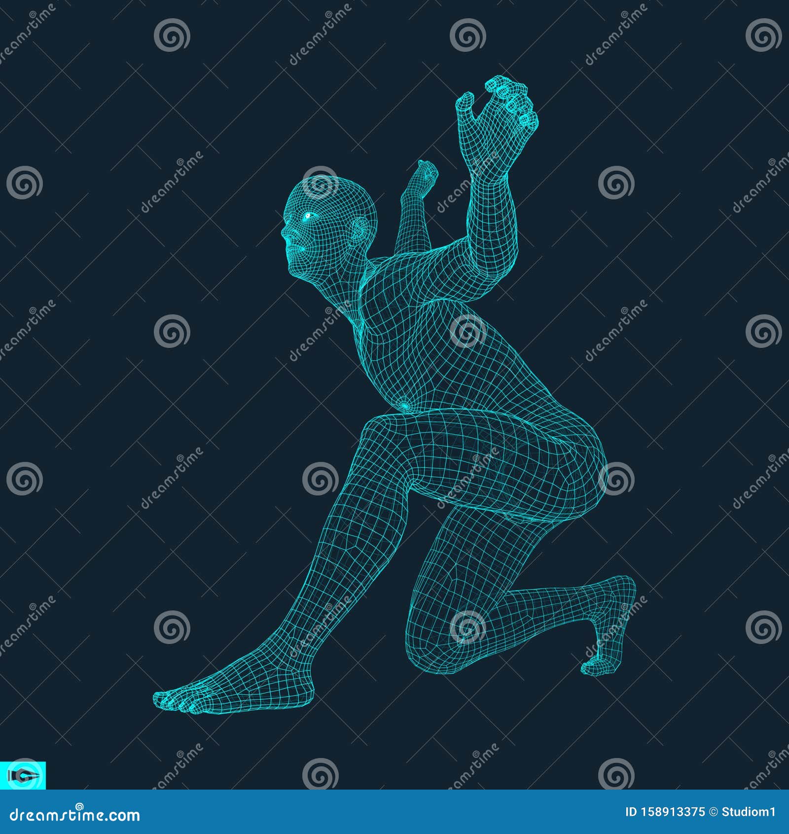 3D Model of Man. Human Body Wire Model. Design Element Stock Vector ...