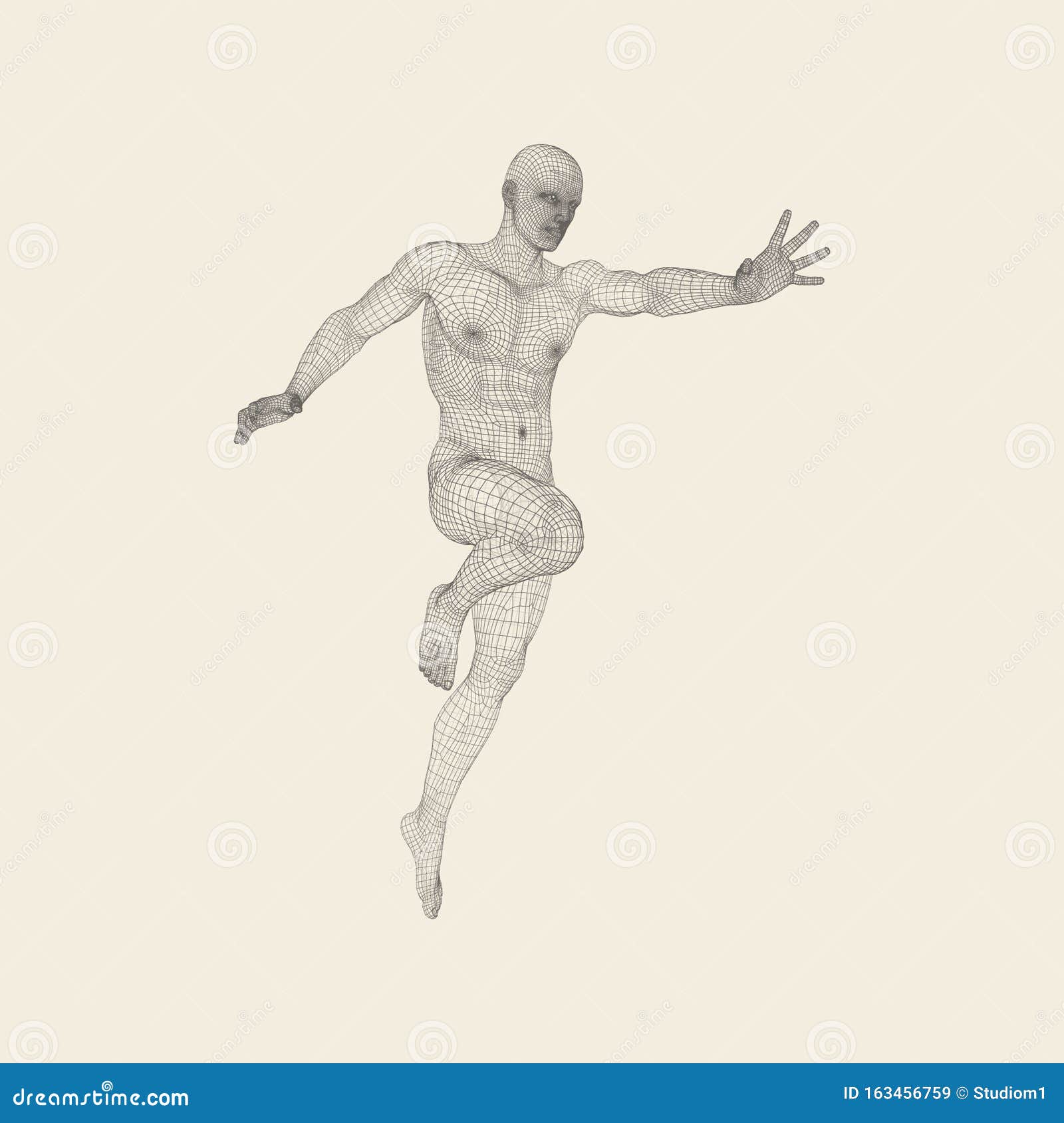 3D Model of Man. Human Body Wire Model. Design Element Stock Vector ...
