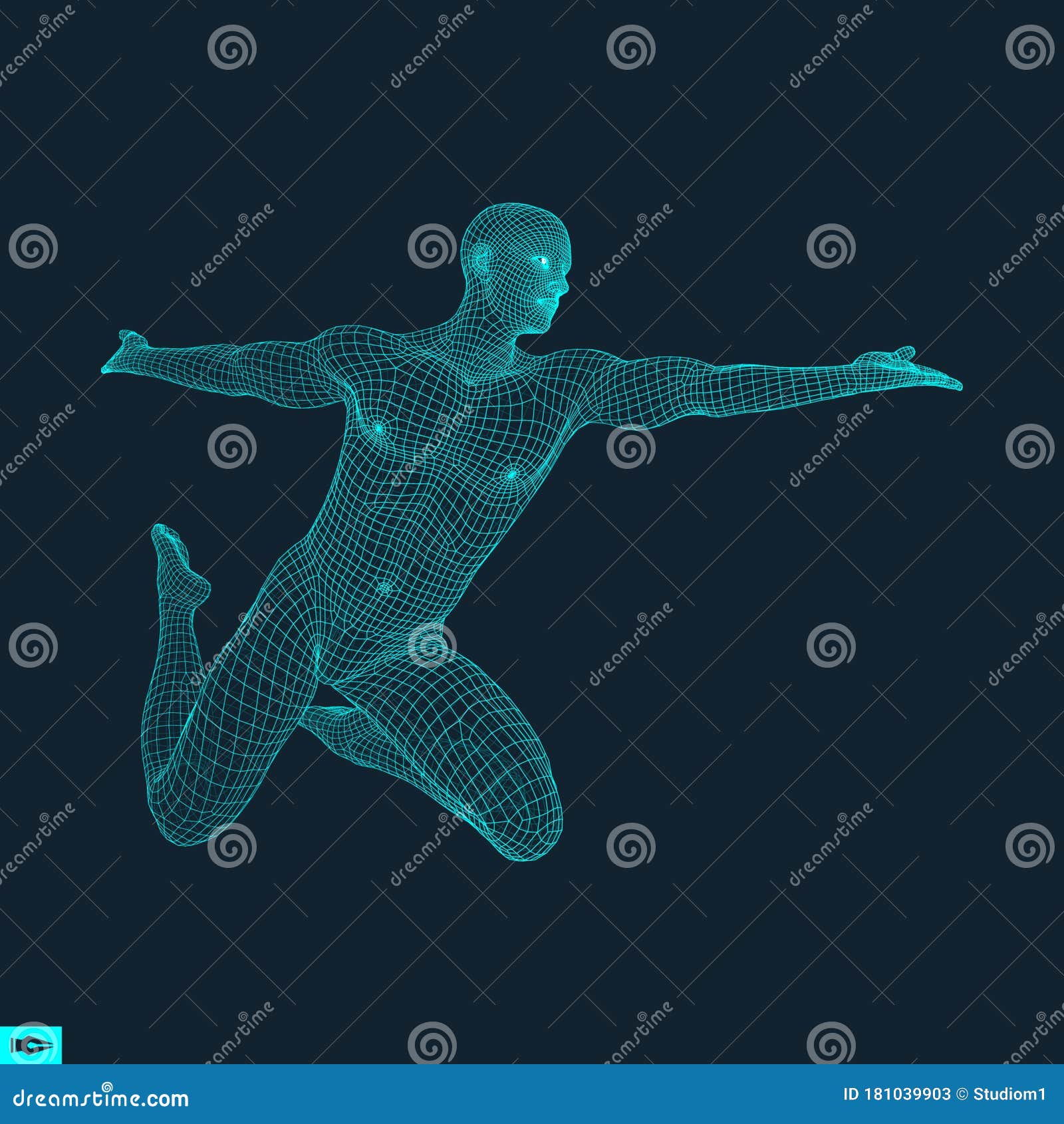 3D Model of Man. Human Body Wire Model. Design Element Stock Vector ...